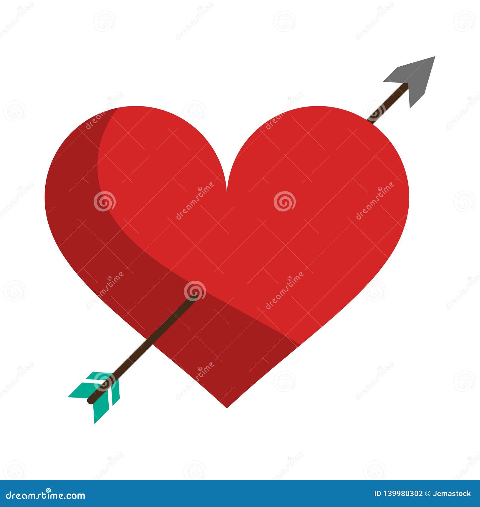 Heart with bow arrow stock vector. Illustration of concept - 139980302