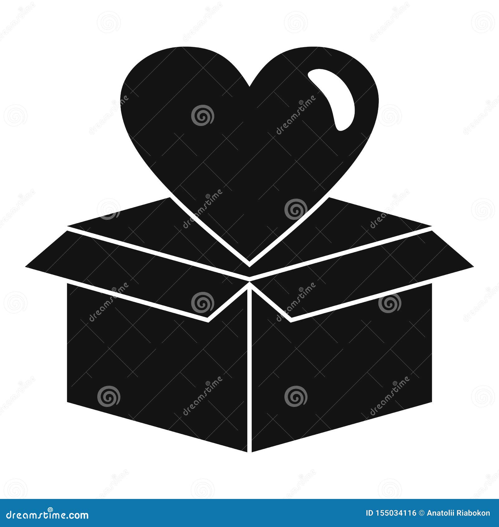 Heart in Box Icon, Simple Style Stock Vector - Illustration of ...