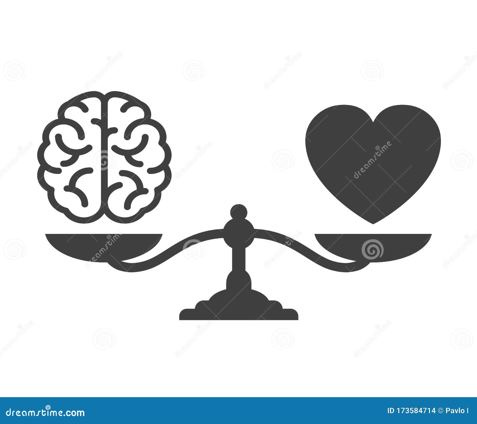 Heart and Brain on a Balance Icon. Comparison between Reason and ...