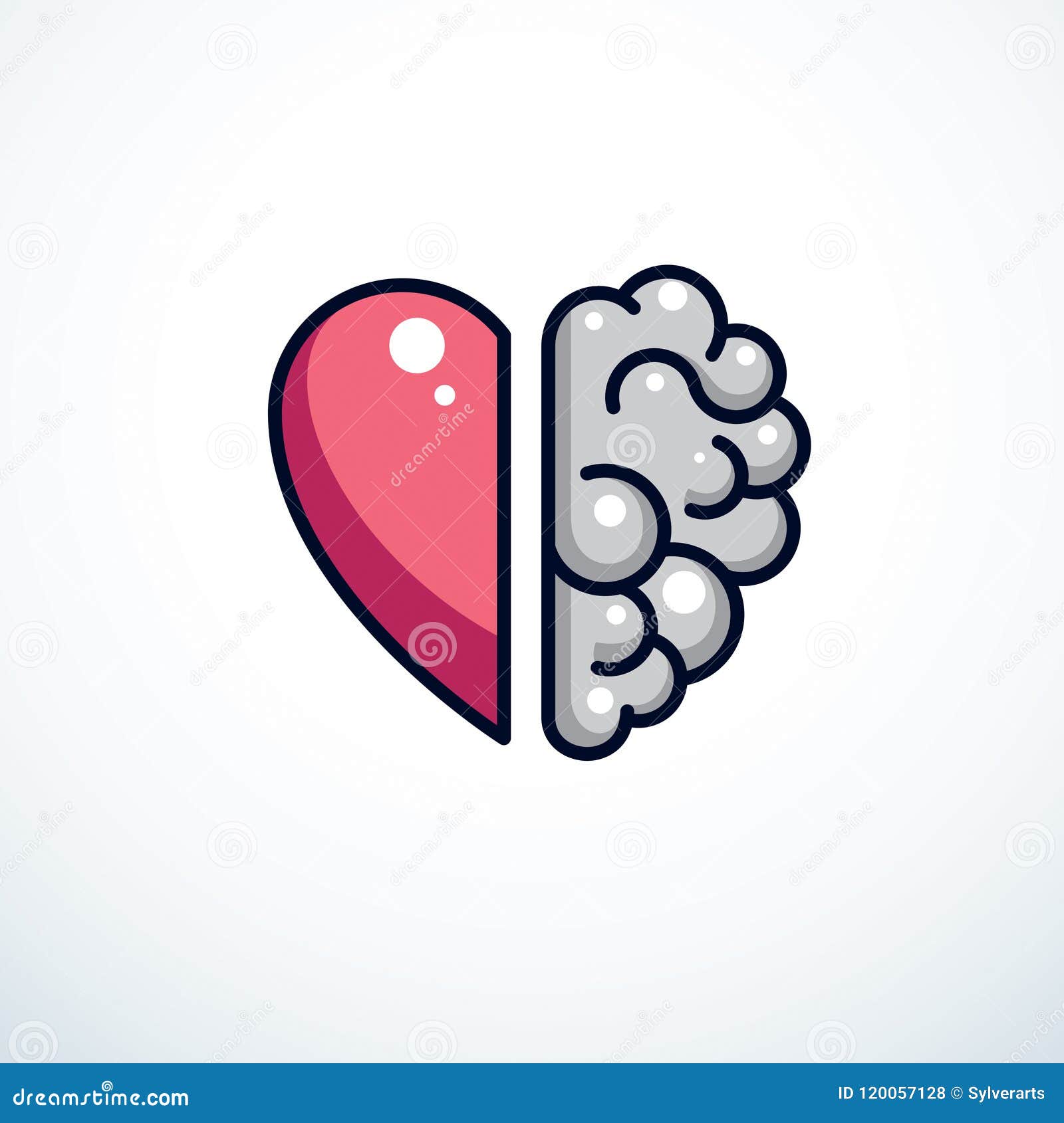 Heart And Brain Concept. Emotional Quotient And Intelligence. Icon And ...