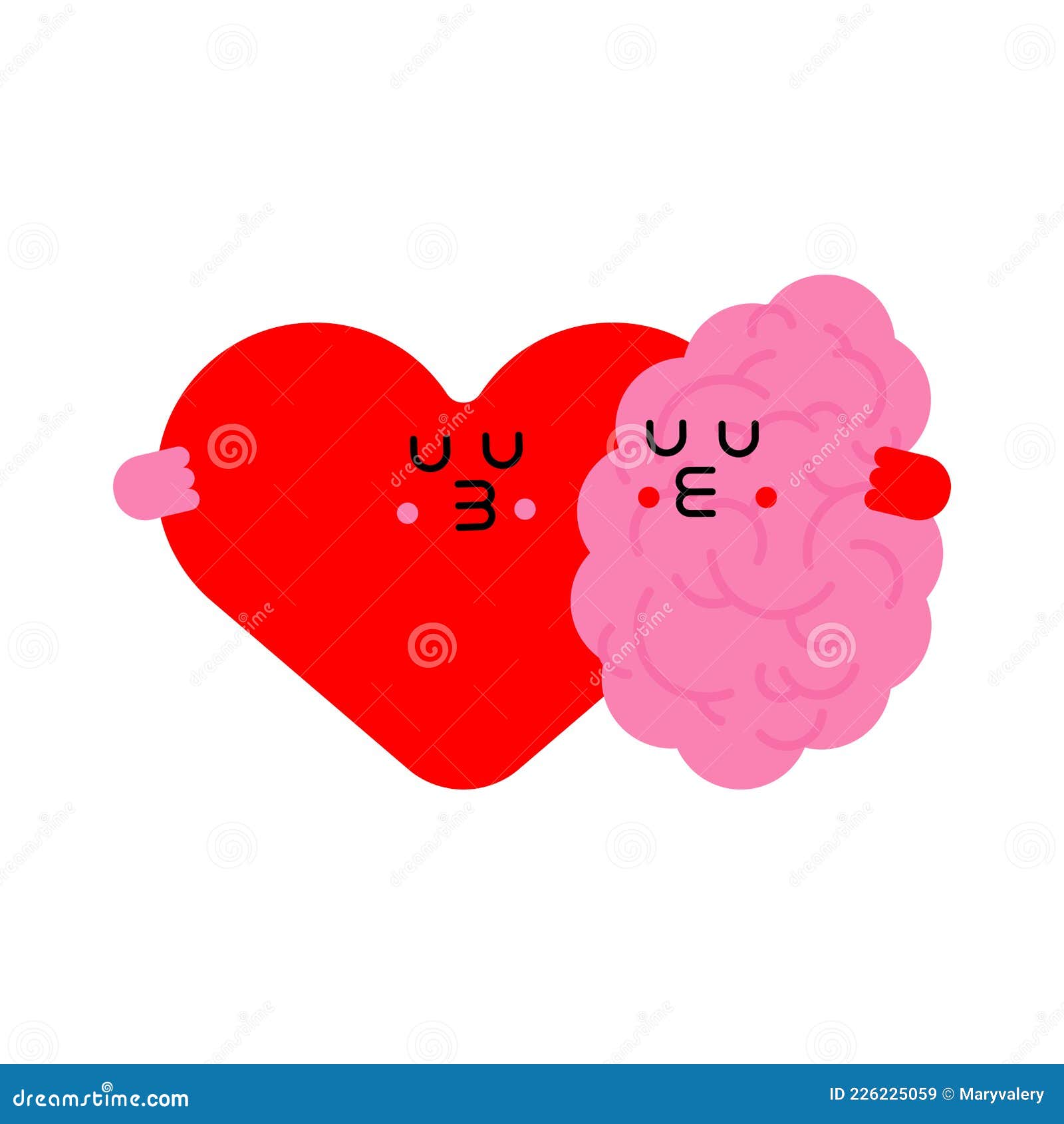 Heart and Brain Hugs. Romantic Relationship Stock Vector - Illustration ...