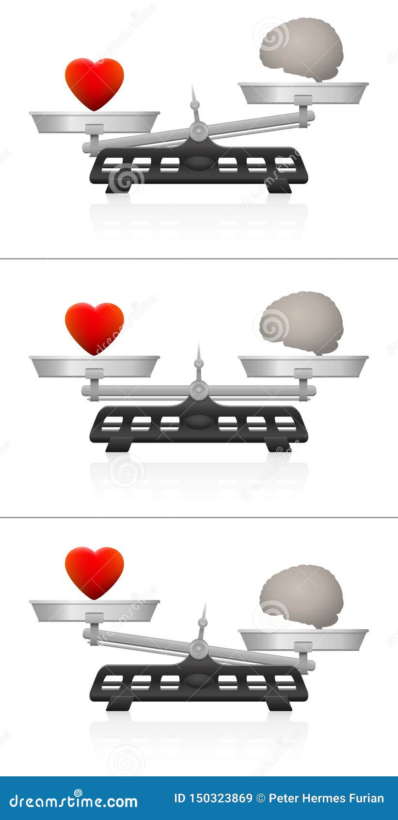 Heart Brain Importance Balance Weighing Scale Stock Vector ...
