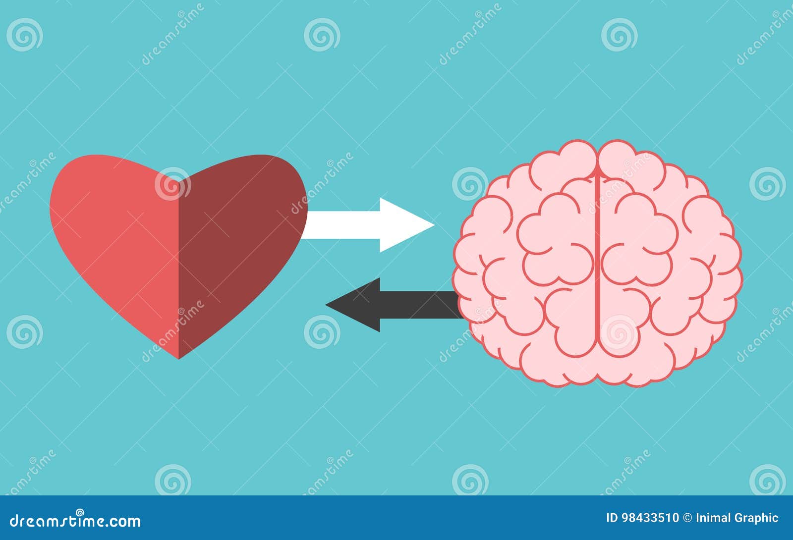Heart and Brain Interaction Stock Vector - Illustration of inspiration ...