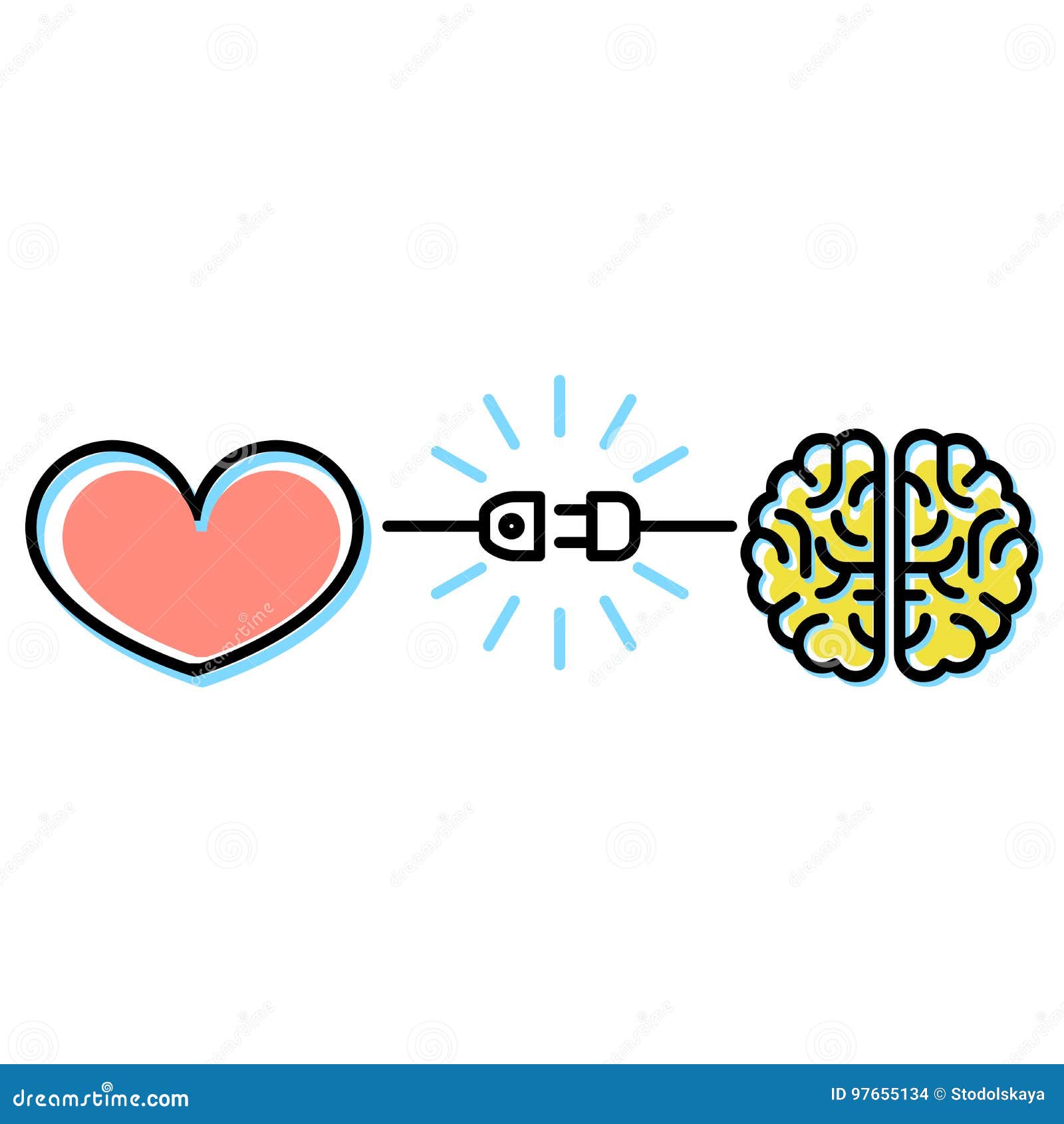 Heart and Brain Interactions Concept - Electric Plug Connection Stock ...