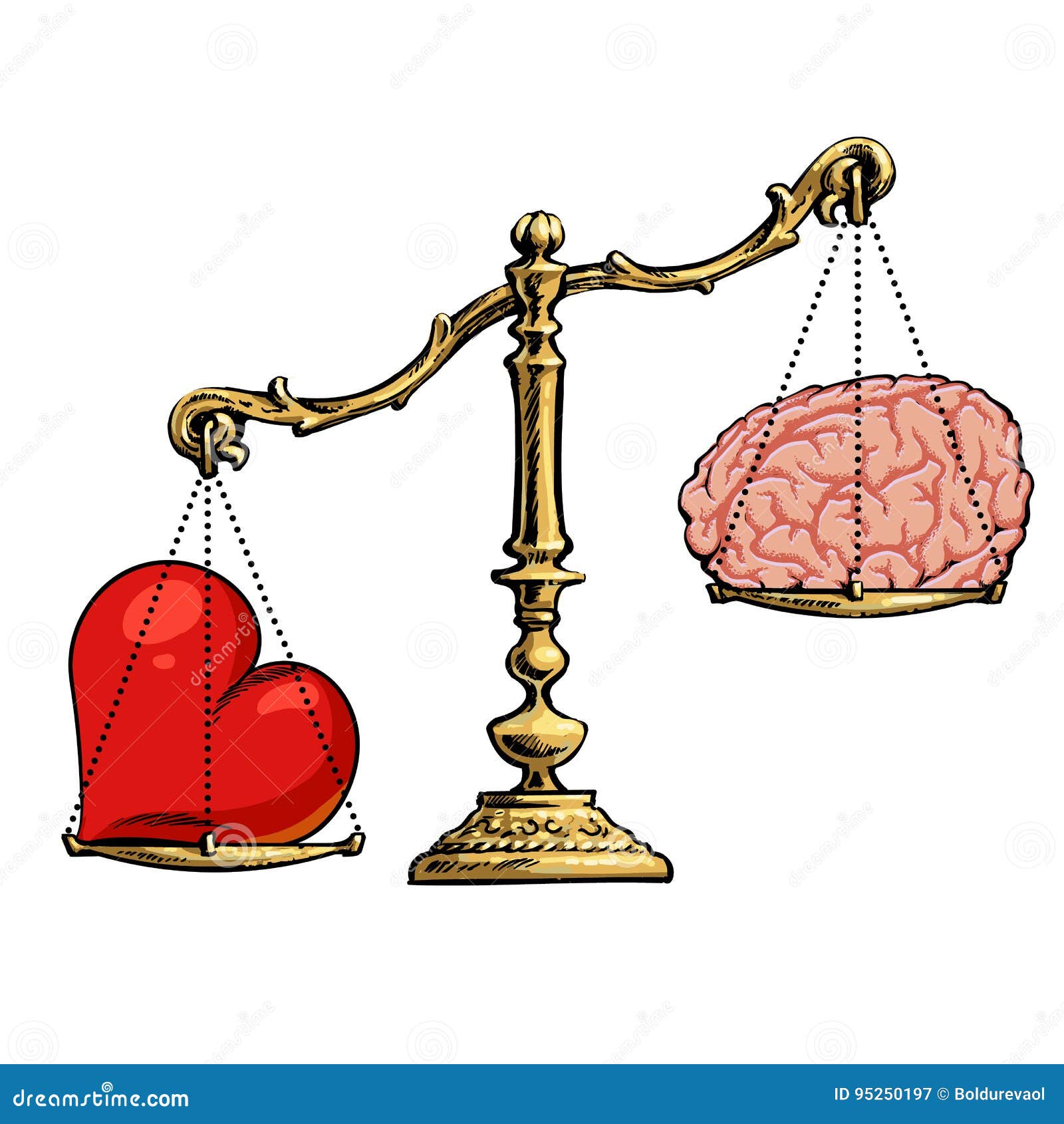 Heart and Brain on Scales. Choice Concept Stock Vector - Illustration ... Heart and Brain on Scales. Choice Concept Stock Vector - Illustration ...