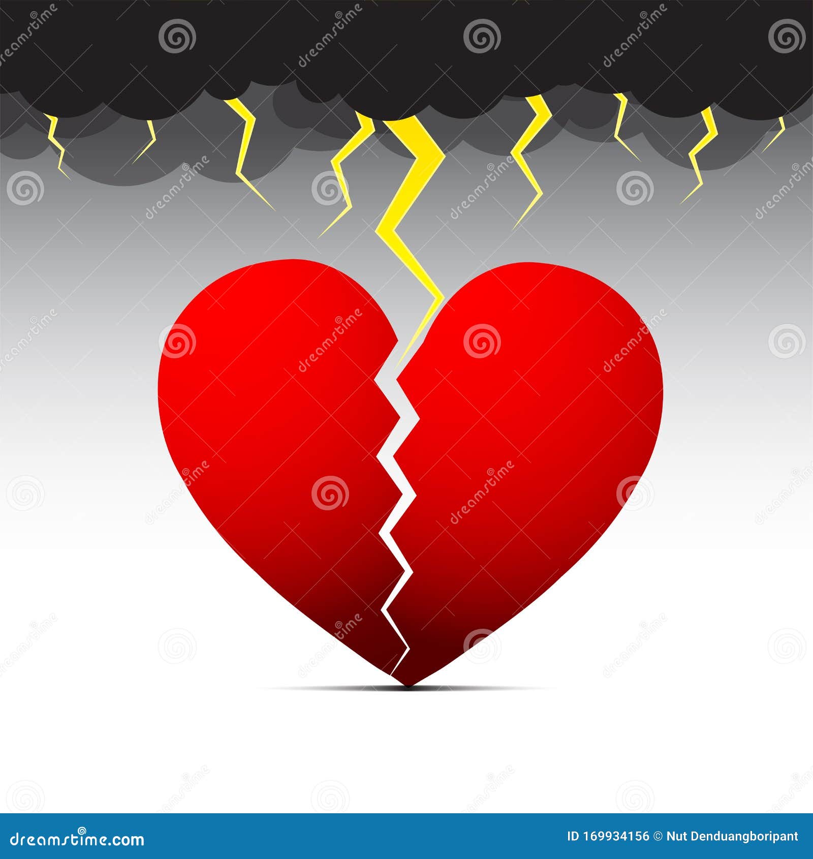 Heart Break Dark Cloud with Thunder Strom Stock Vector - Illustration ...