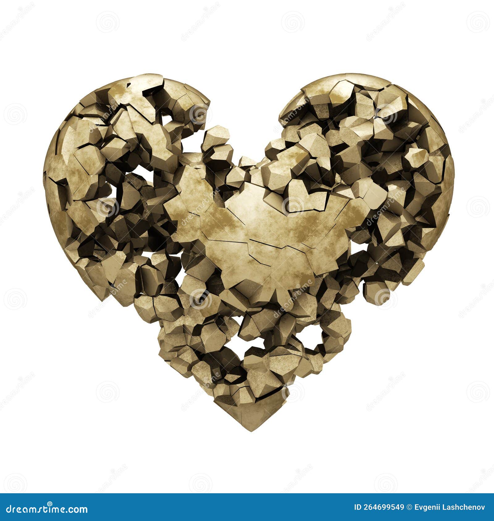 Heart Breaking into Pieces. Heart Made of Small Particles. Broken Love ...