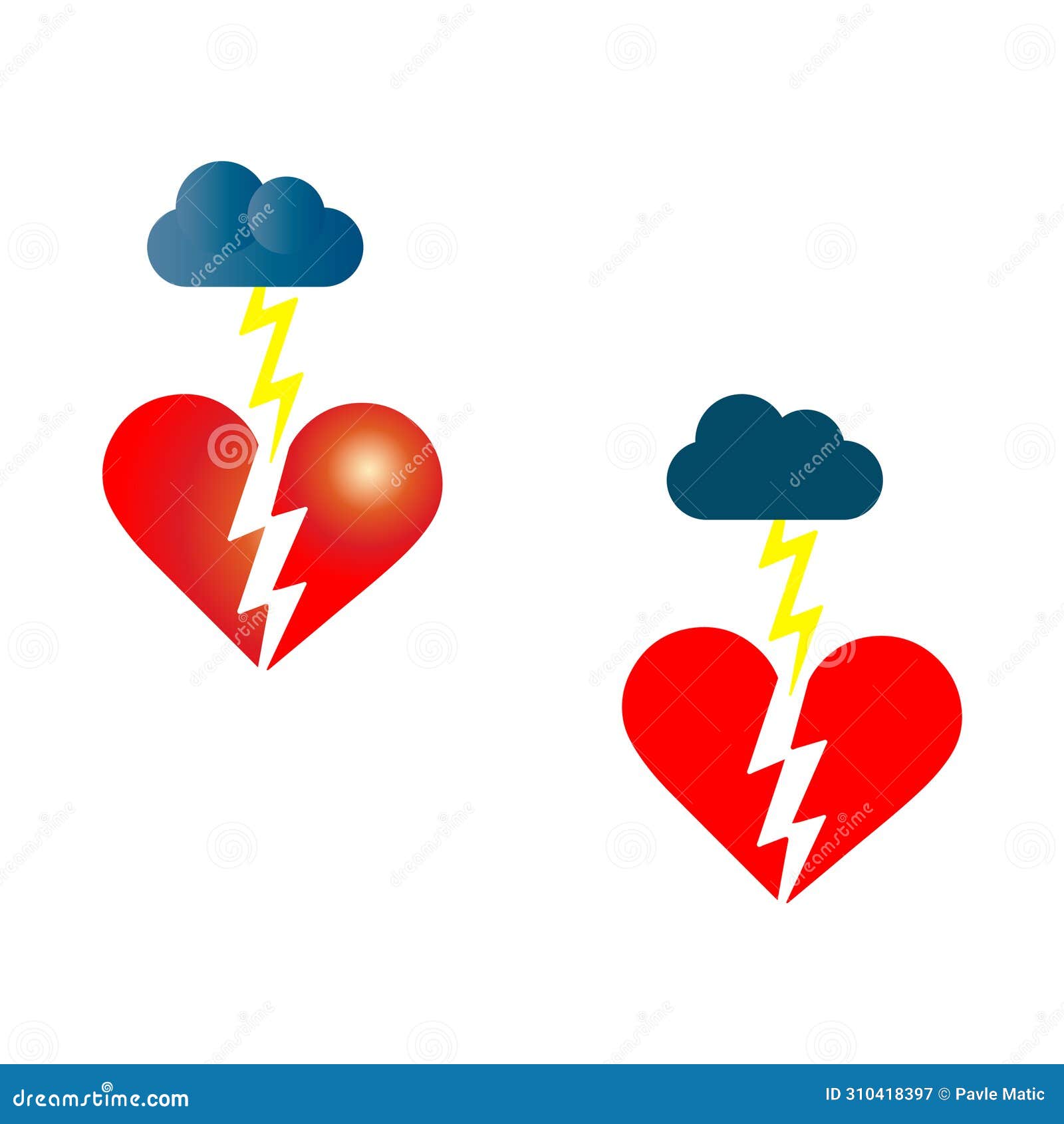 Heart broke by thunder stock illustration. Illustration of doodle ...