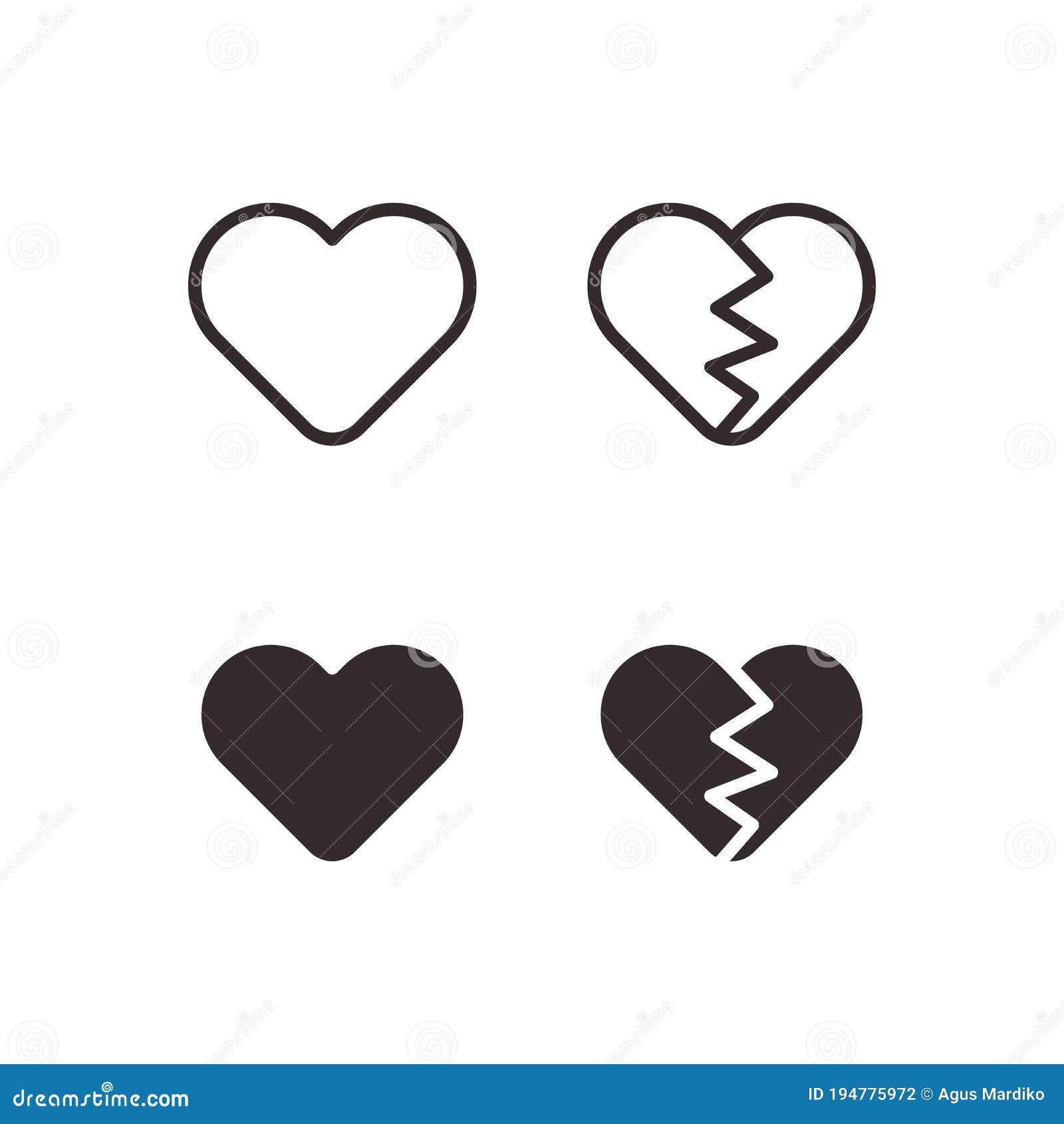 Heart Broken Icon Symbol Vector Eps Stock Vector - Illustration of ...