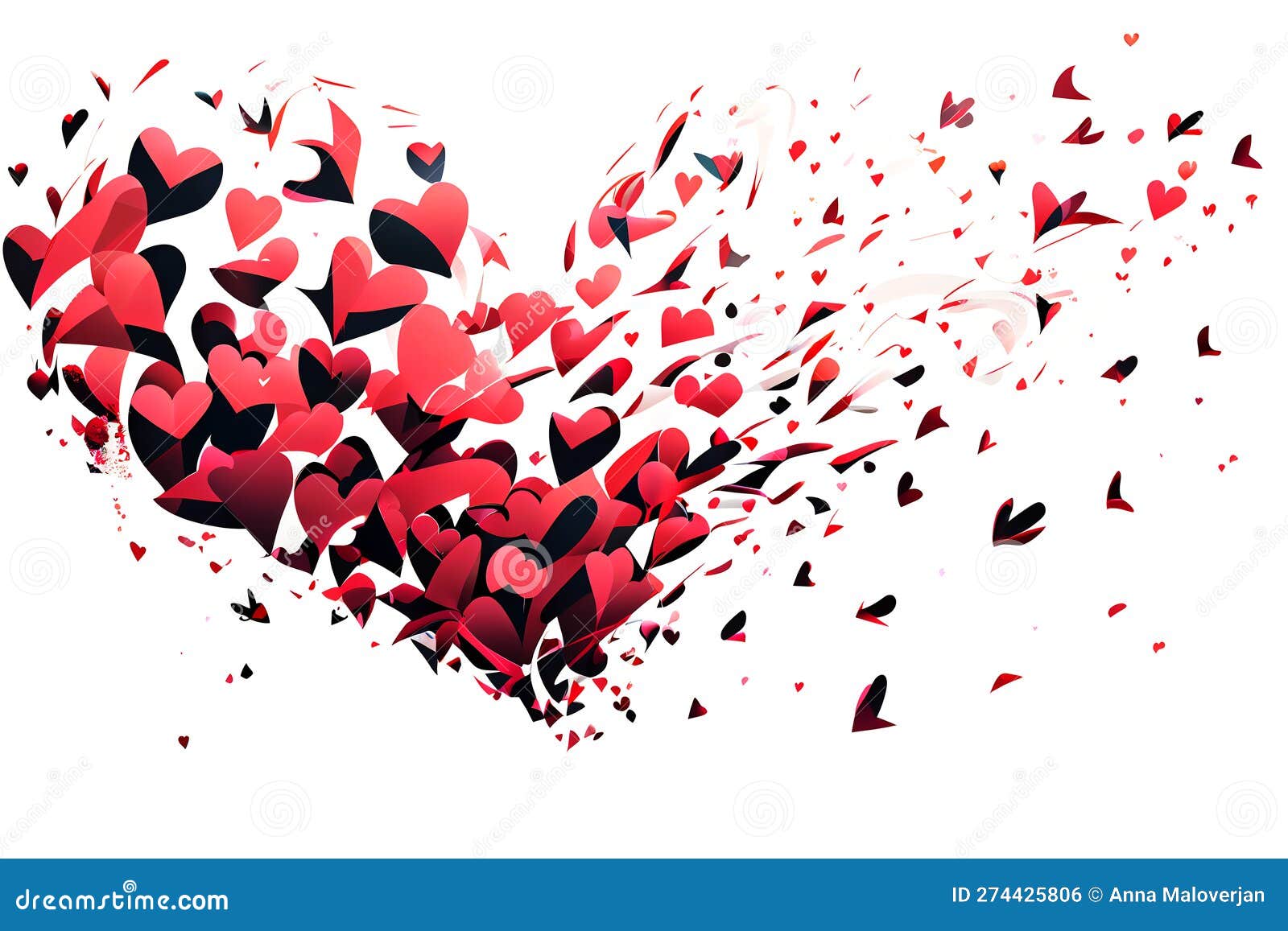 The Heart Broken into Many Pieces Over White Background Stock Photo ...