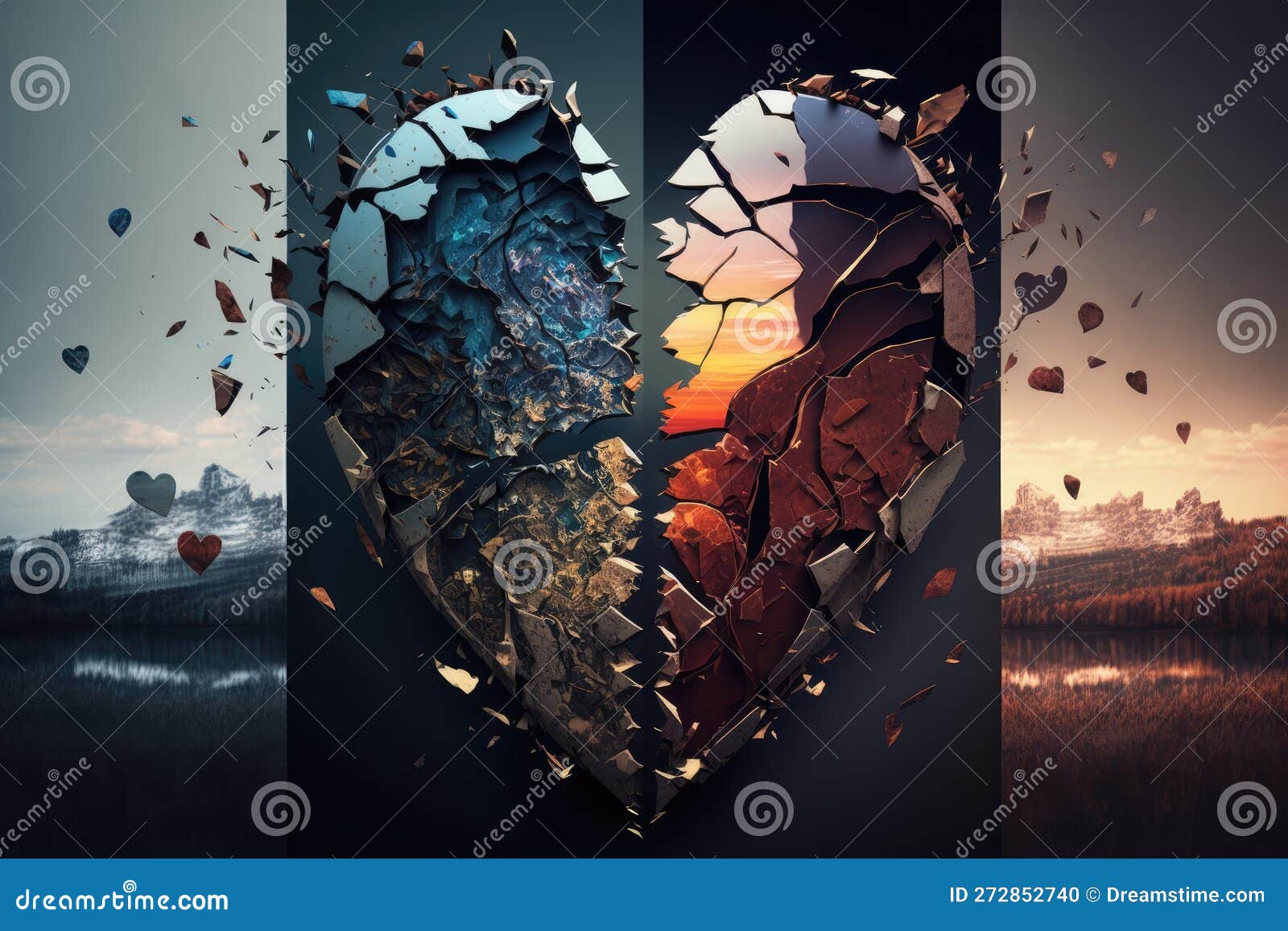 A Heart Broken into Pieces, with Each Piece Representing a Different ...