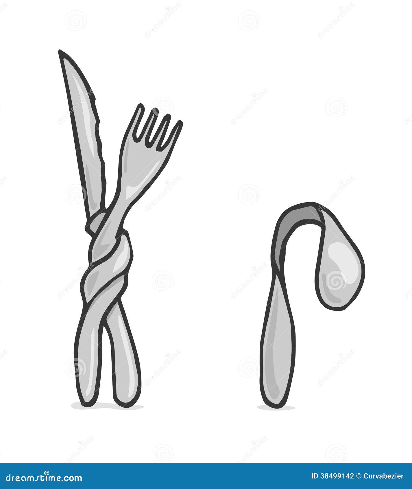 Heart Broken Spoon Leaving the Happy Dishware Alone Stock Illustration ...