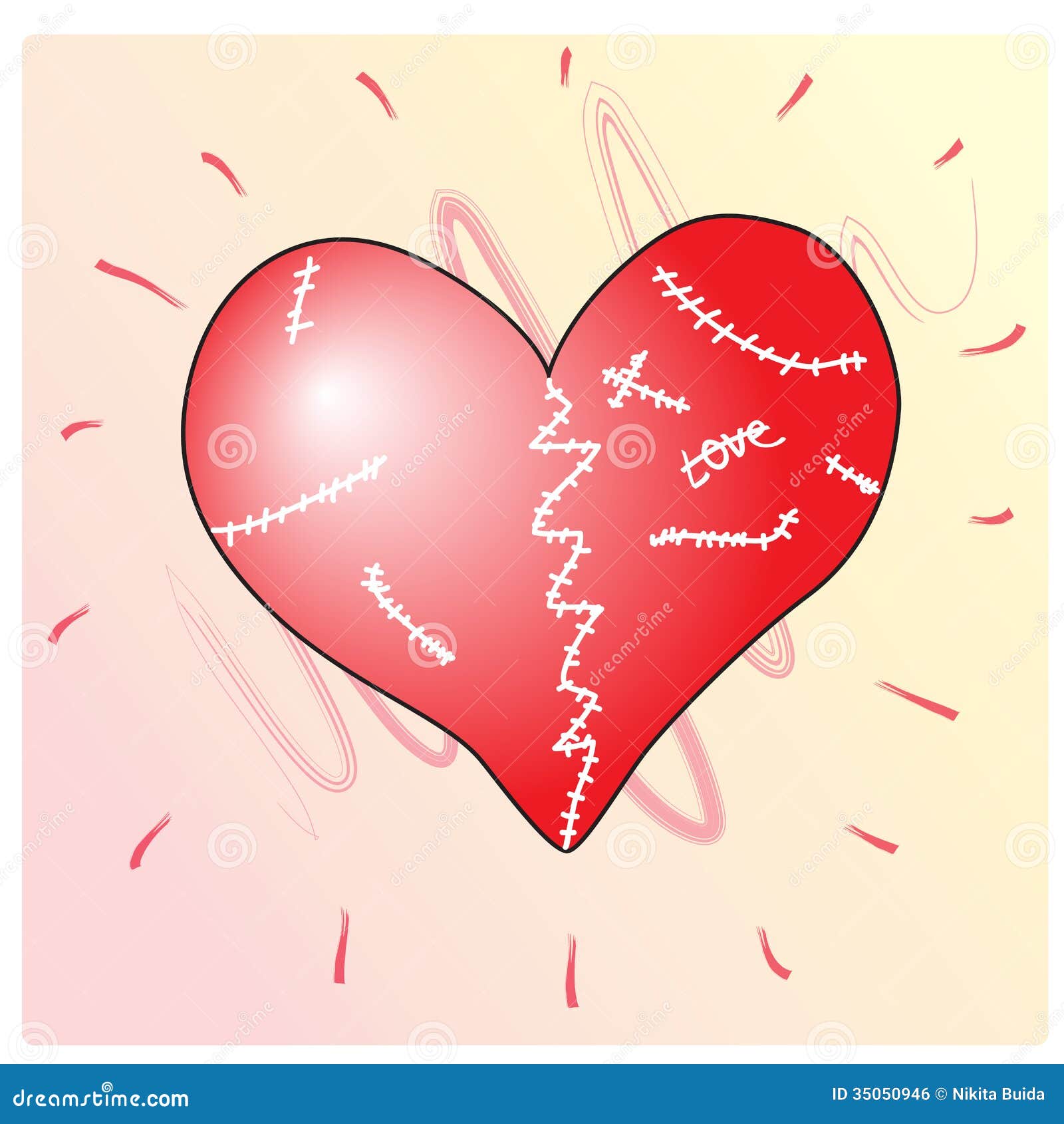 Heart Wounded By An Arrow. Valentines Day And Love Symbol. Vector ...