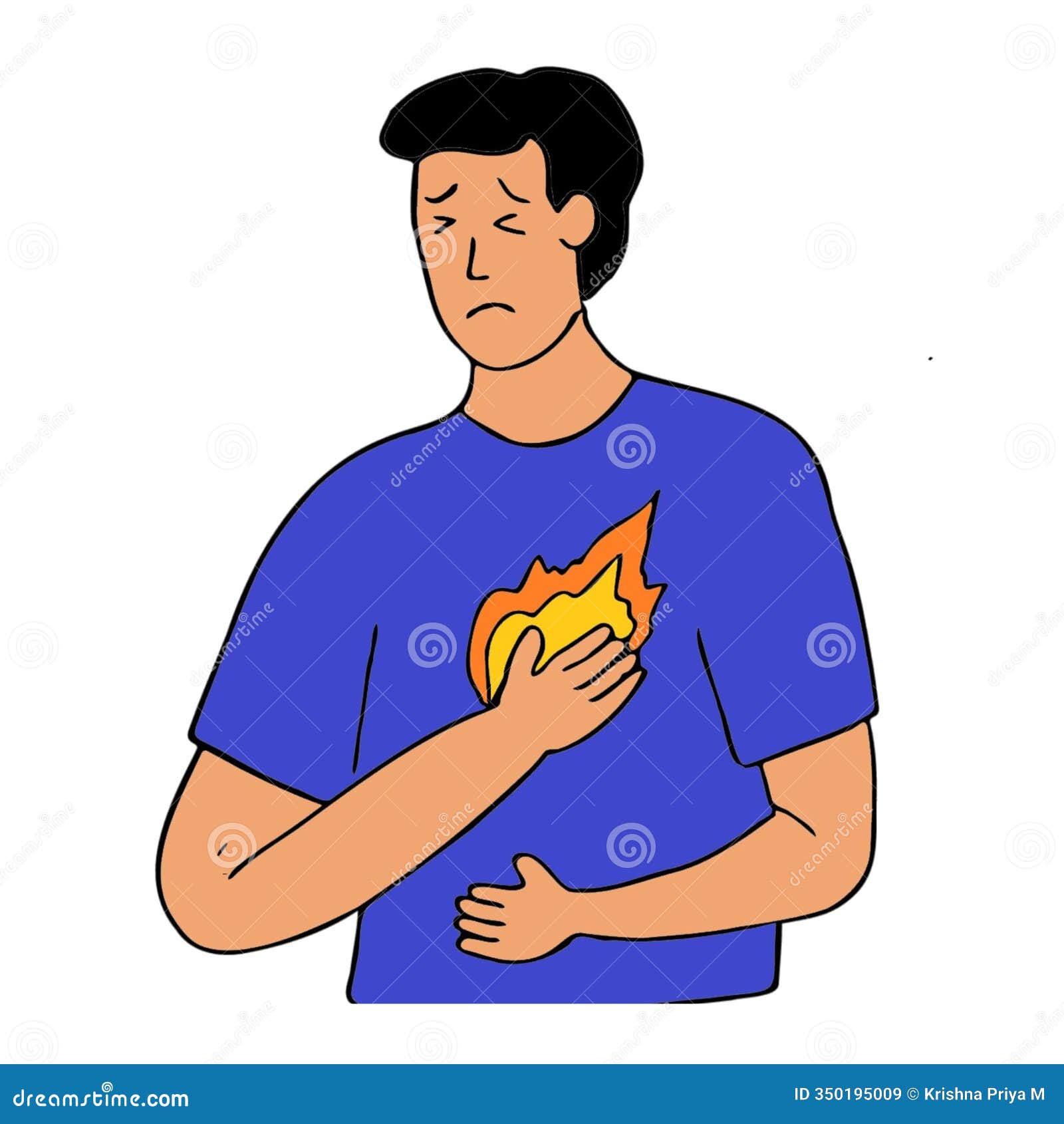 HEART BURN - 1 stock illustration. Illustration of disease - 350195009