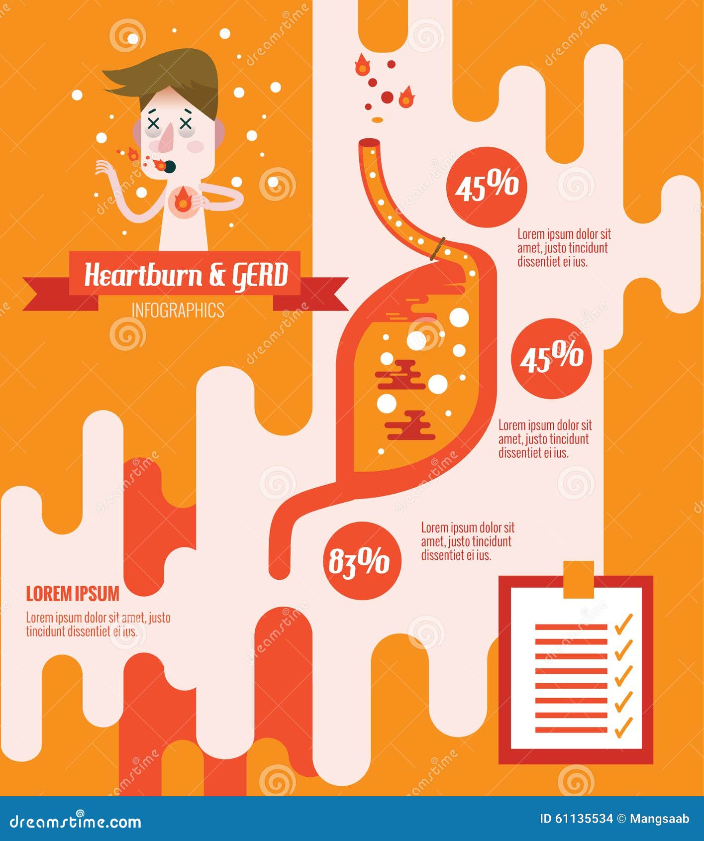 Heart Burn and GERD(Gastroesophageal Reflux Disease). Stock Vector ...