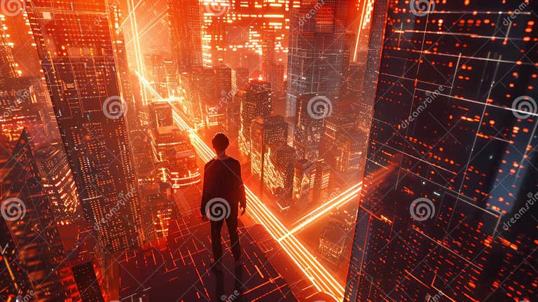 In the Heart of a Bustling Cyber Metropolis a Virtual Avatar Navigates ...