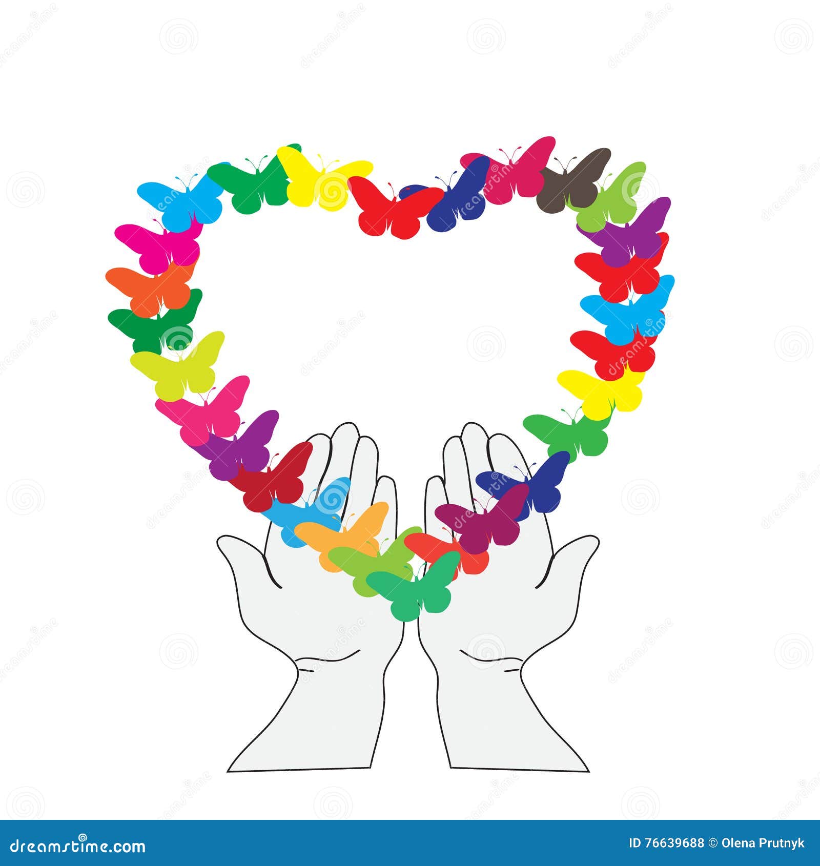 Heart of Butterflies in Their Hands Stock Vector - Illustration of ...