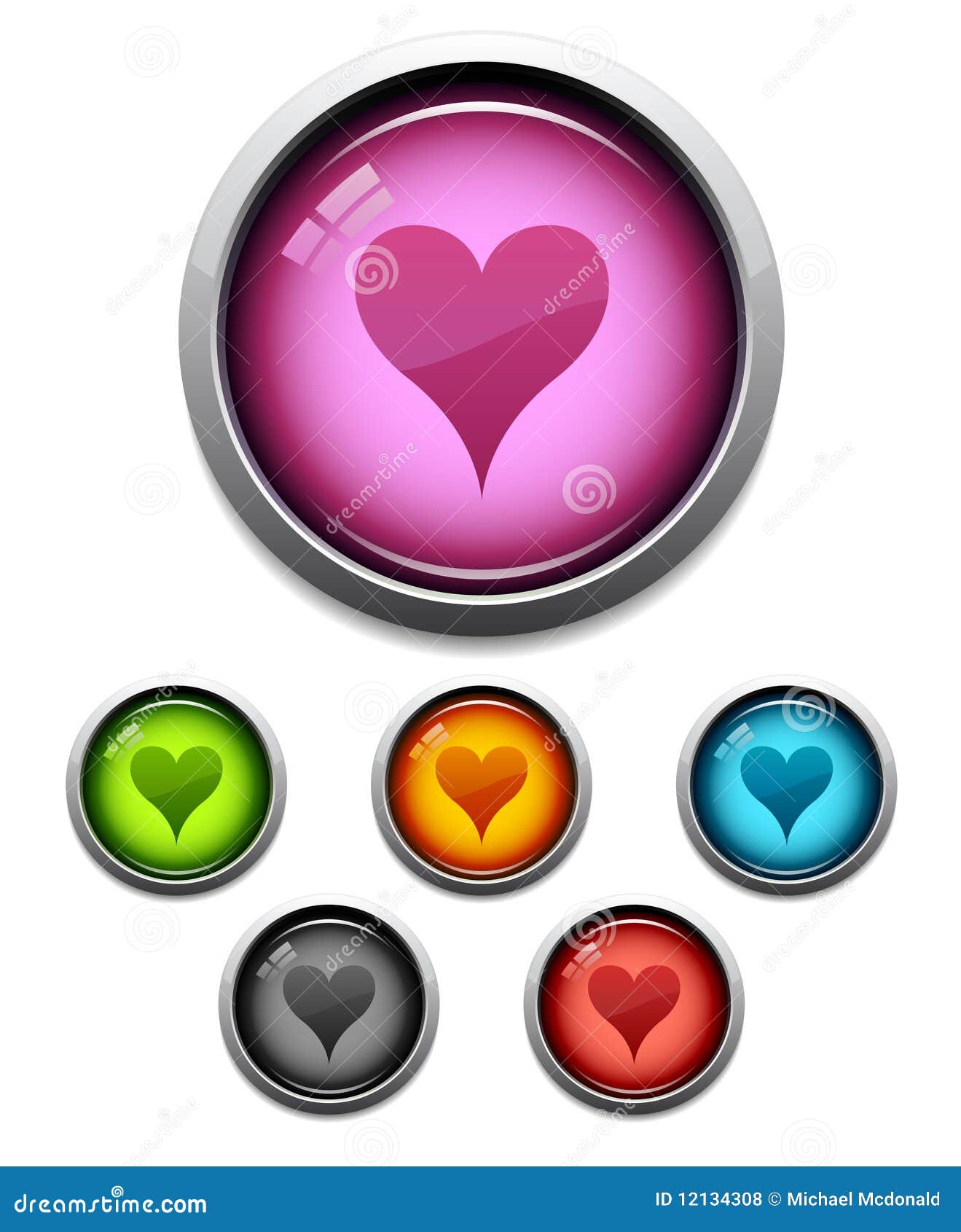 Heart button icon stock vector. Illustration of graphic - 12134308