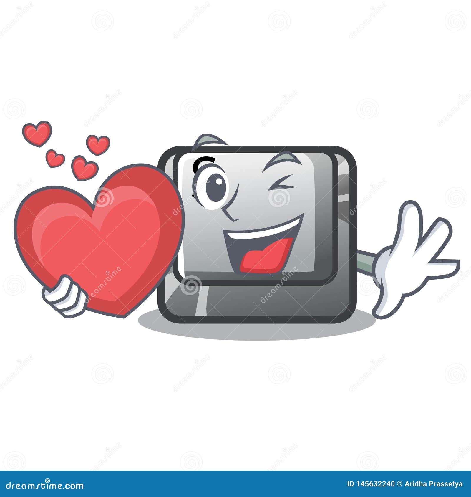 With Heart Button S on a Computer Cartoon Stock Vector - Illustration ...