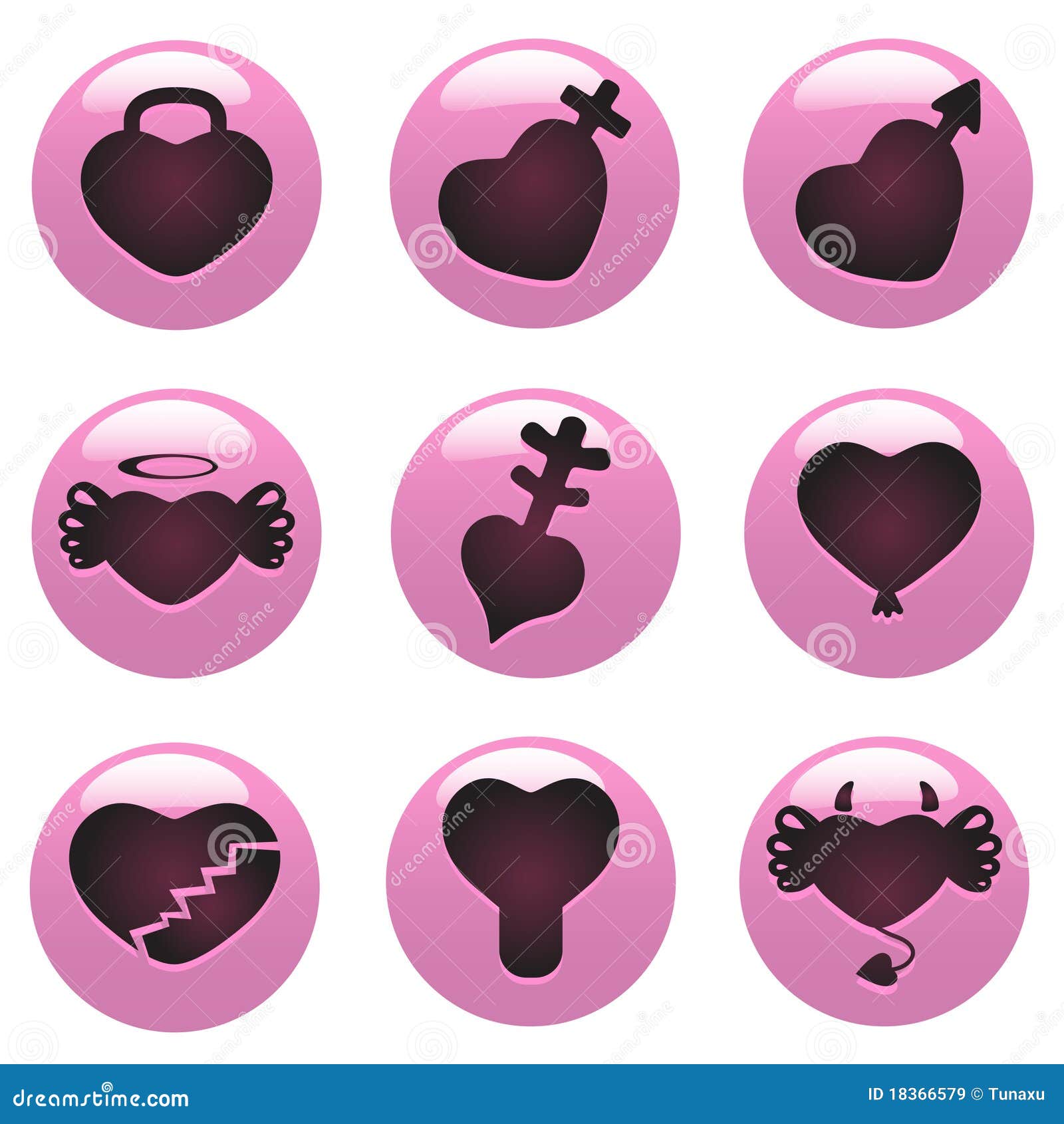 Heart button set stock vector. Illustration of balloon - 18366579