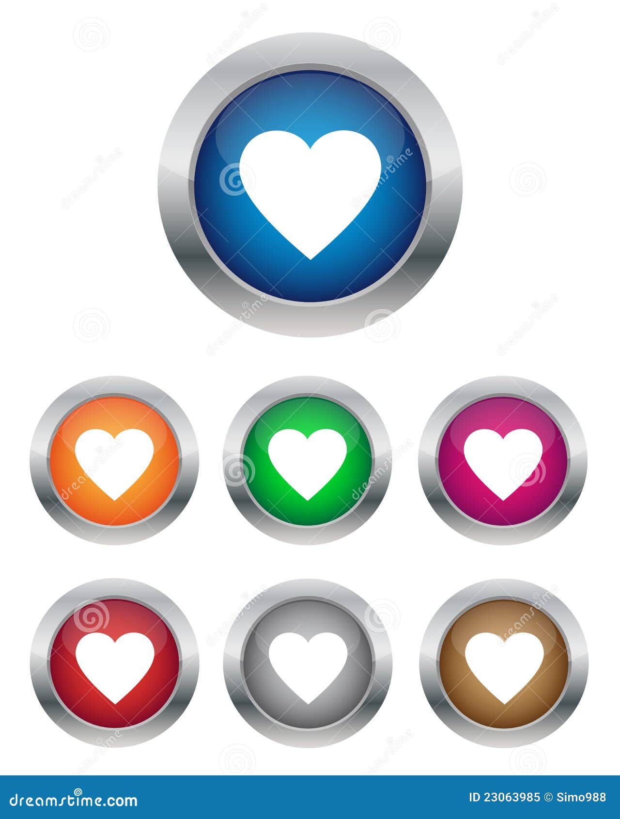 Heart buttons stock vector. Illustration of metal, isolated - 23063985