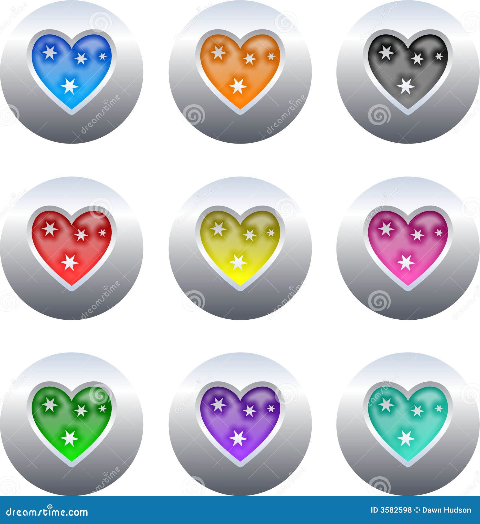 Heart buttons stock illustration. Illustration of silver - 3582598