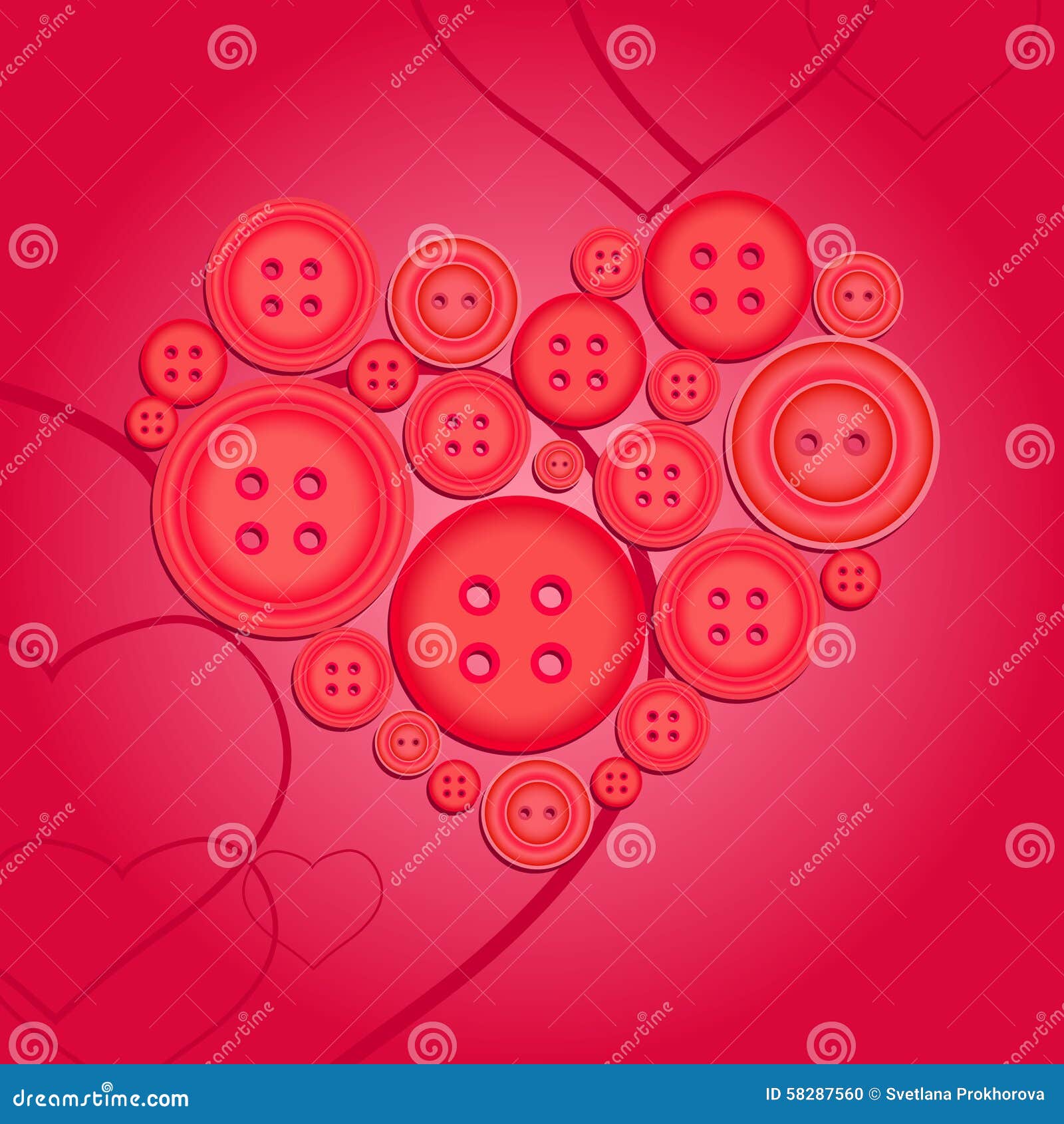 Heart from buttons stock vector. Illustration of object - 58287560