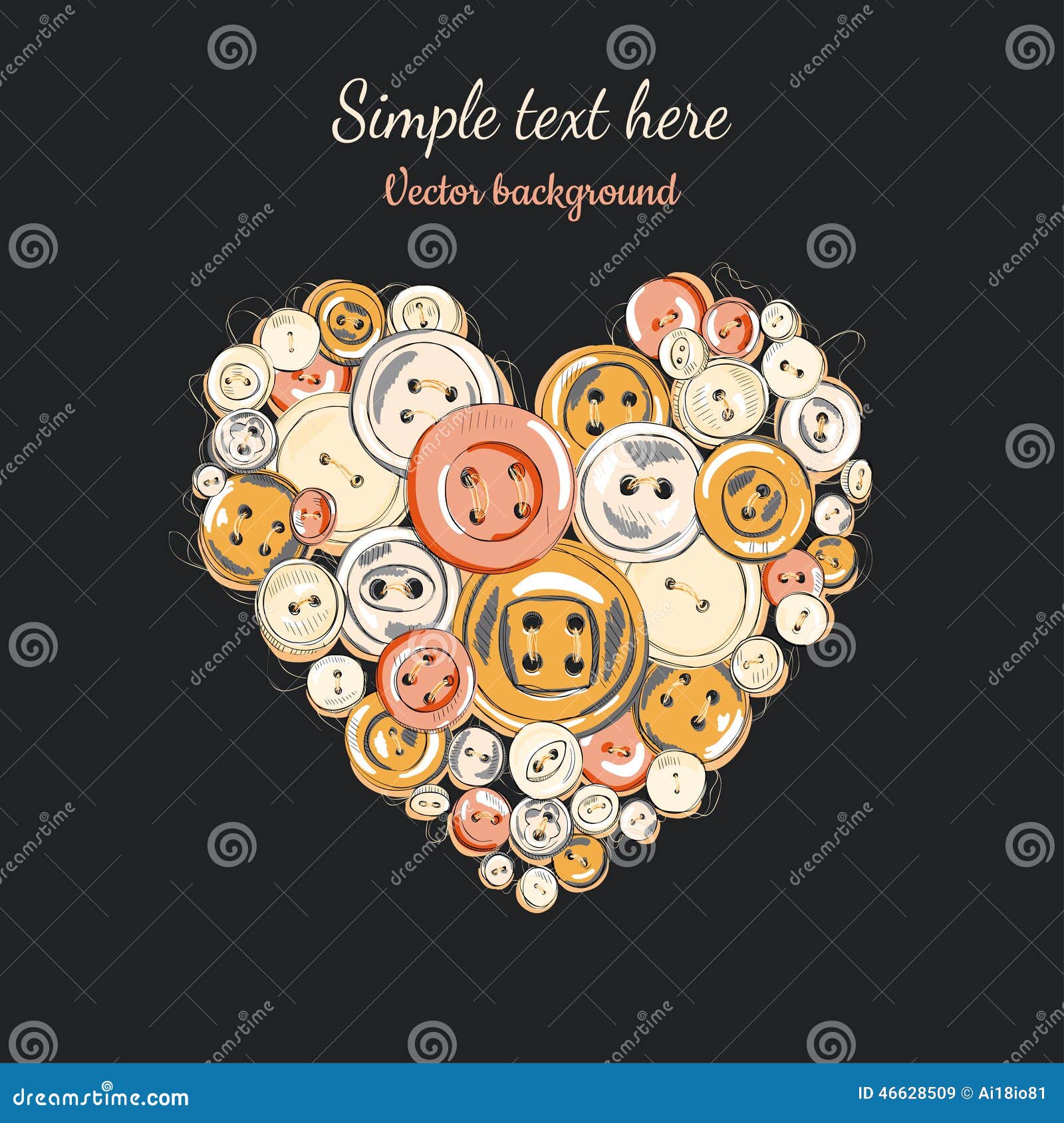Heart of the buttons stock vector. Illustration of hand - 46628509