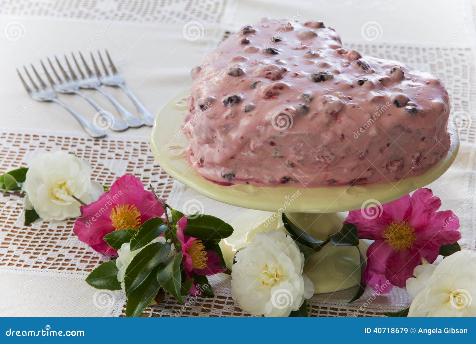 Heart Cake with Flowers stock image. Image of cake, fork - 40718679
