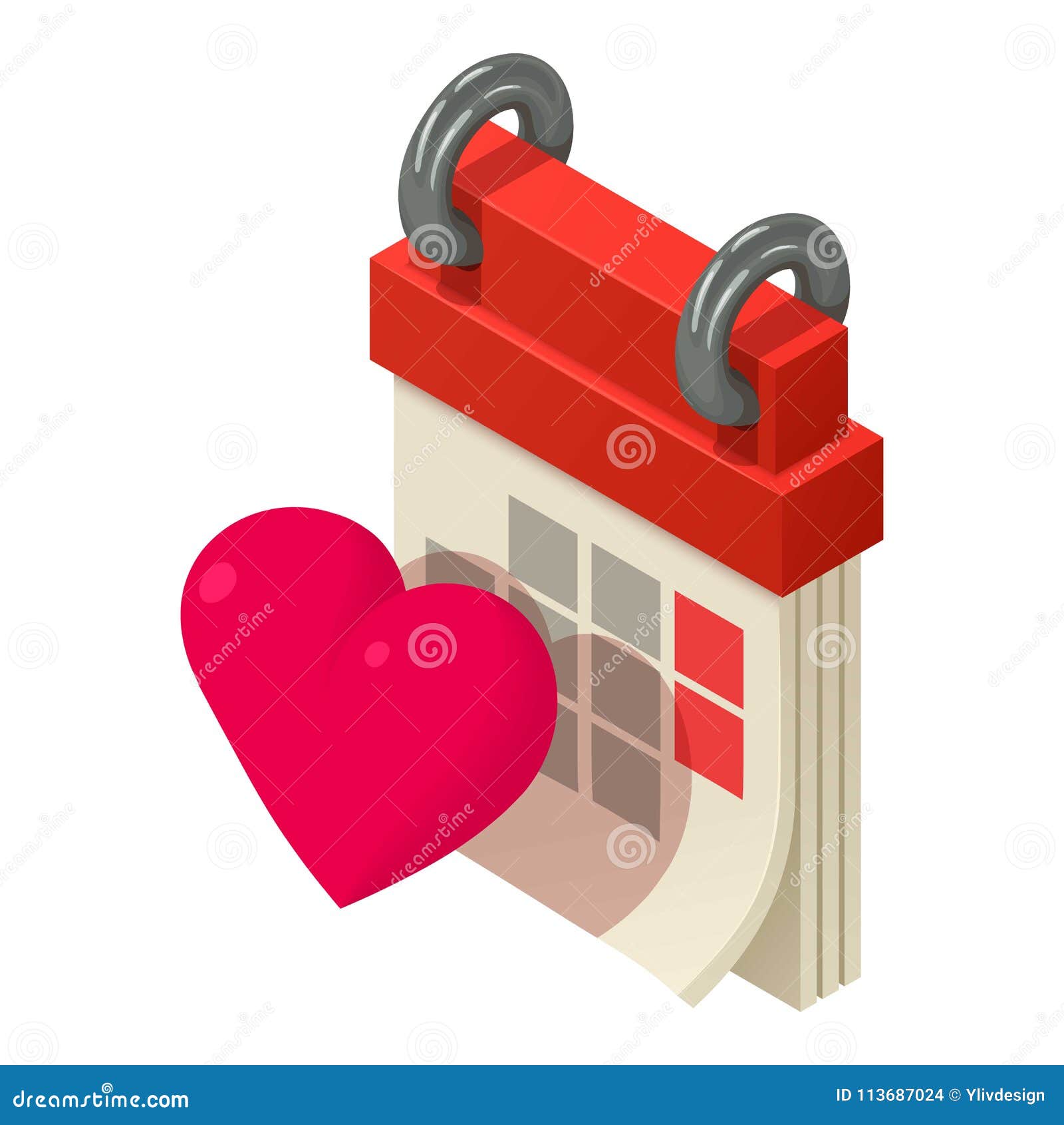 Heart Calendar Icon, Isometric Style Stock Vector - Illustration of ...