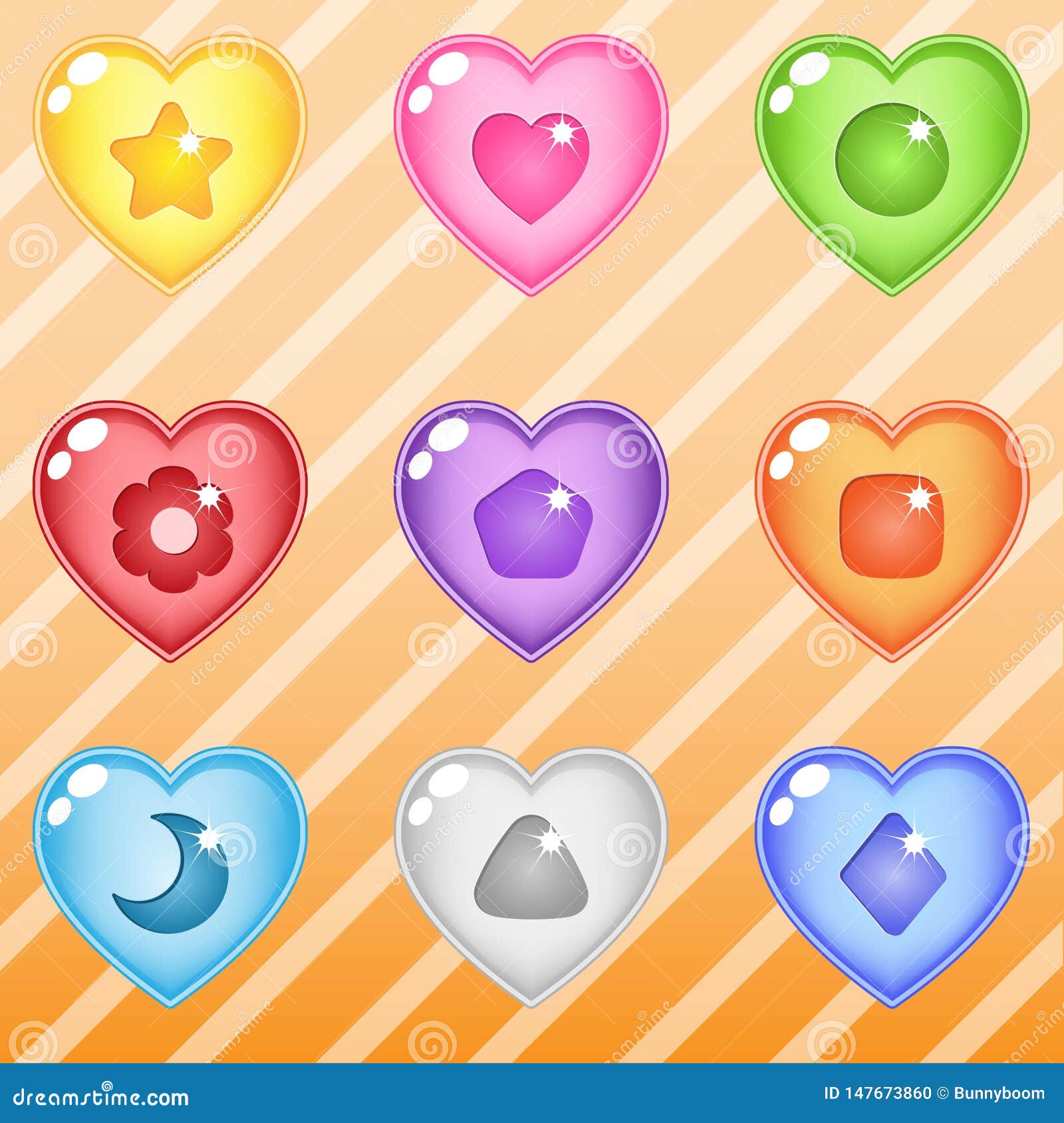 Heart Candy Block Puzzle Button Glossy Jelly. Stock Vector ...