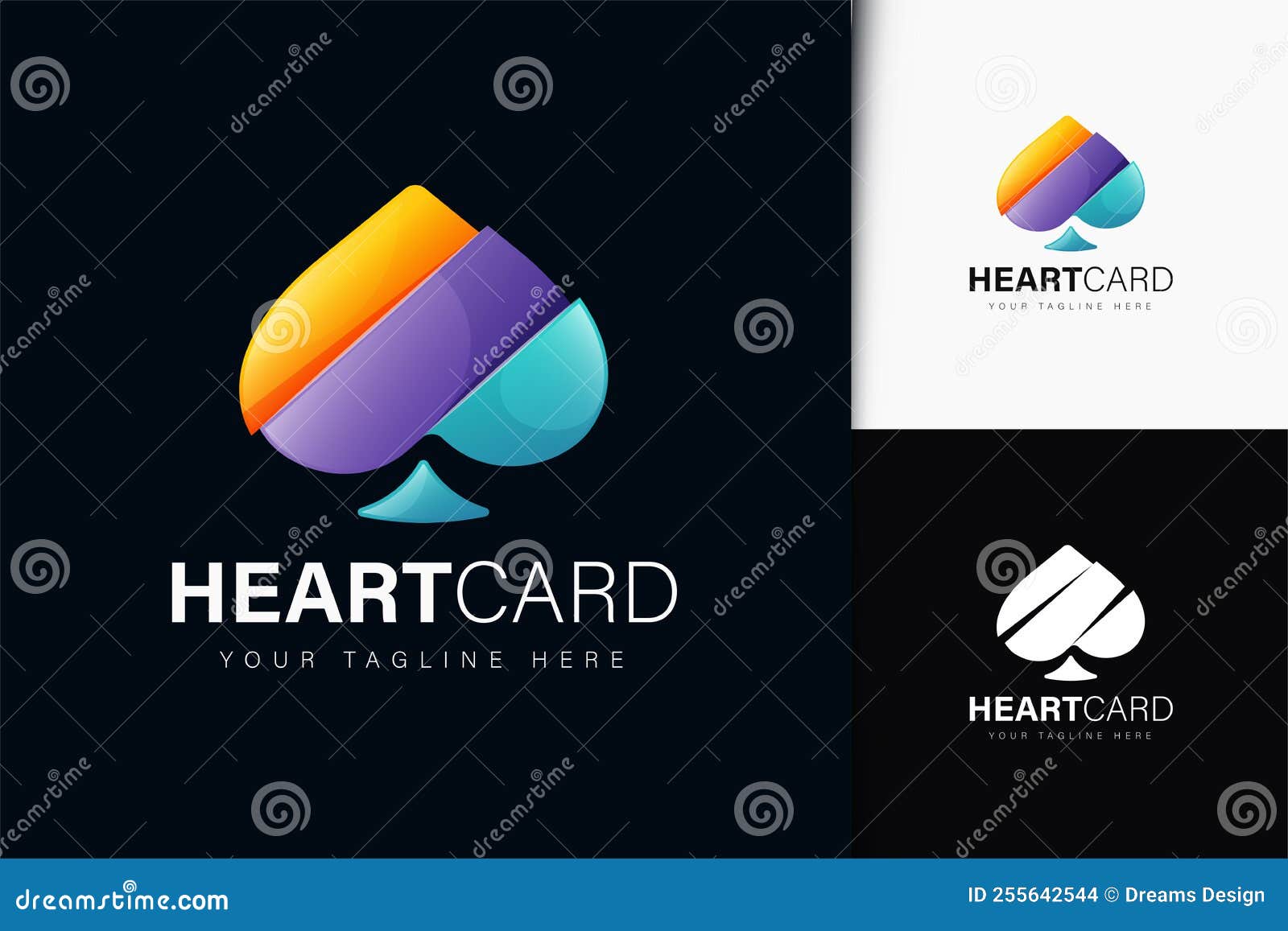 Heart Card Logo Design with Gradient Stock Vector - Illustration of ...