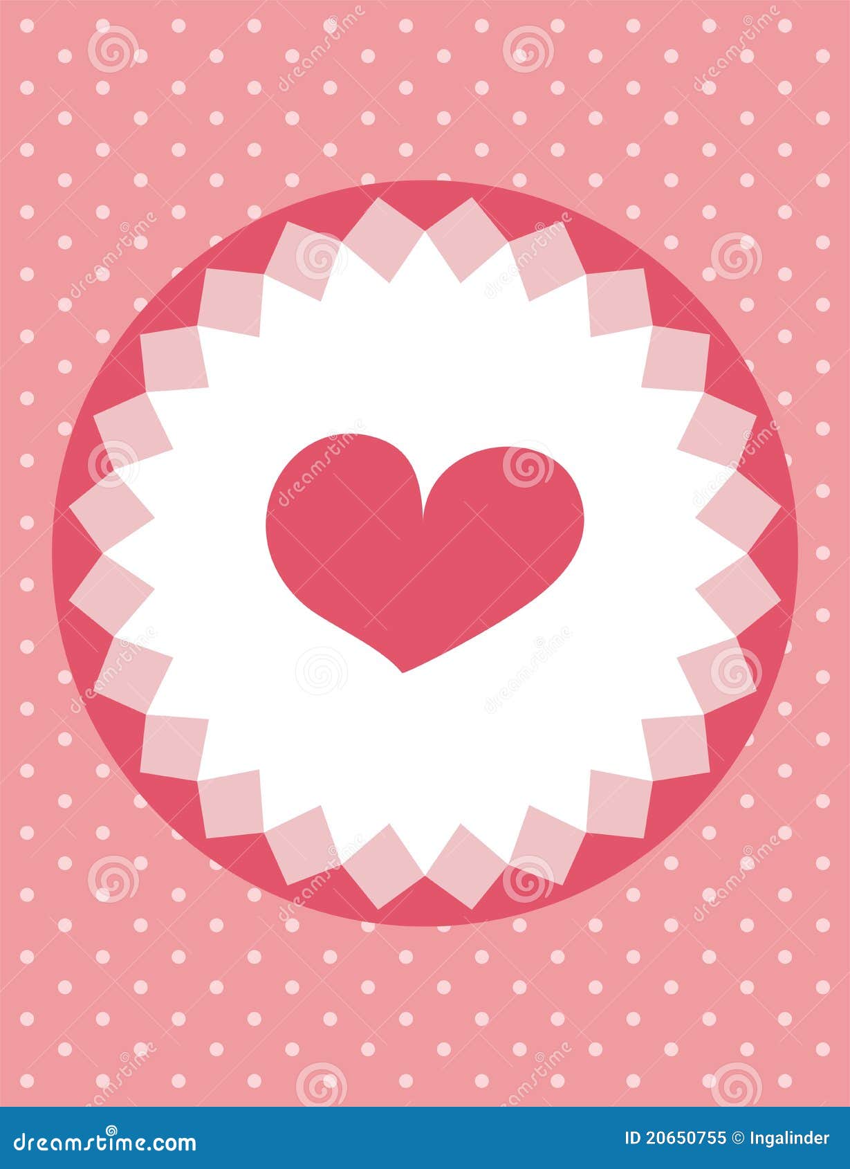 Heart Card with Polka Dots Background Stock Vector - Illustration of ...