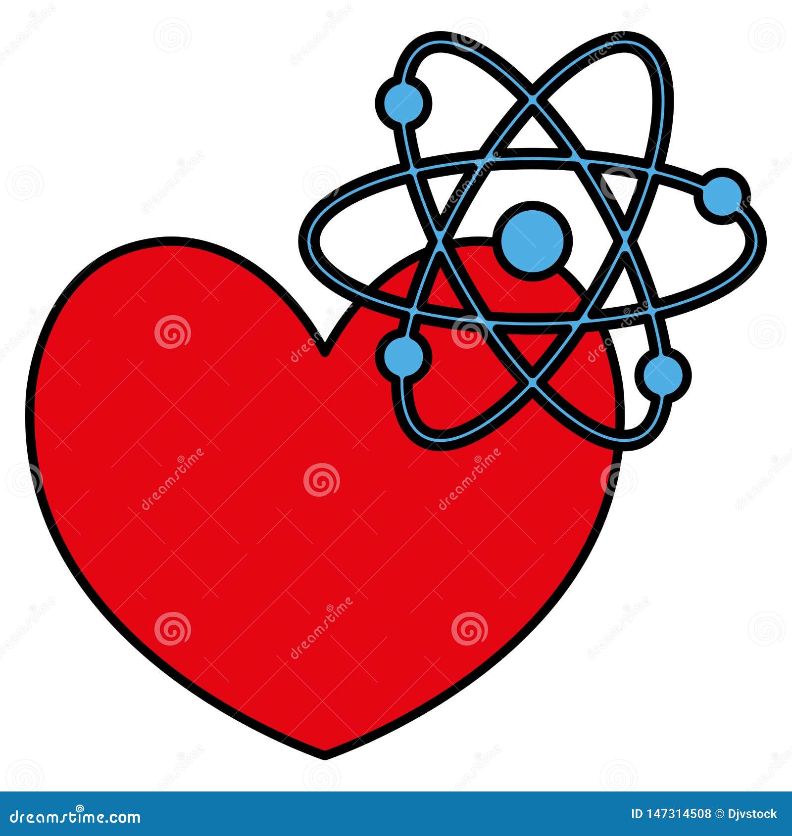 Heart Cardio with Atom Molecule Stock Illustration - Illustration of ...