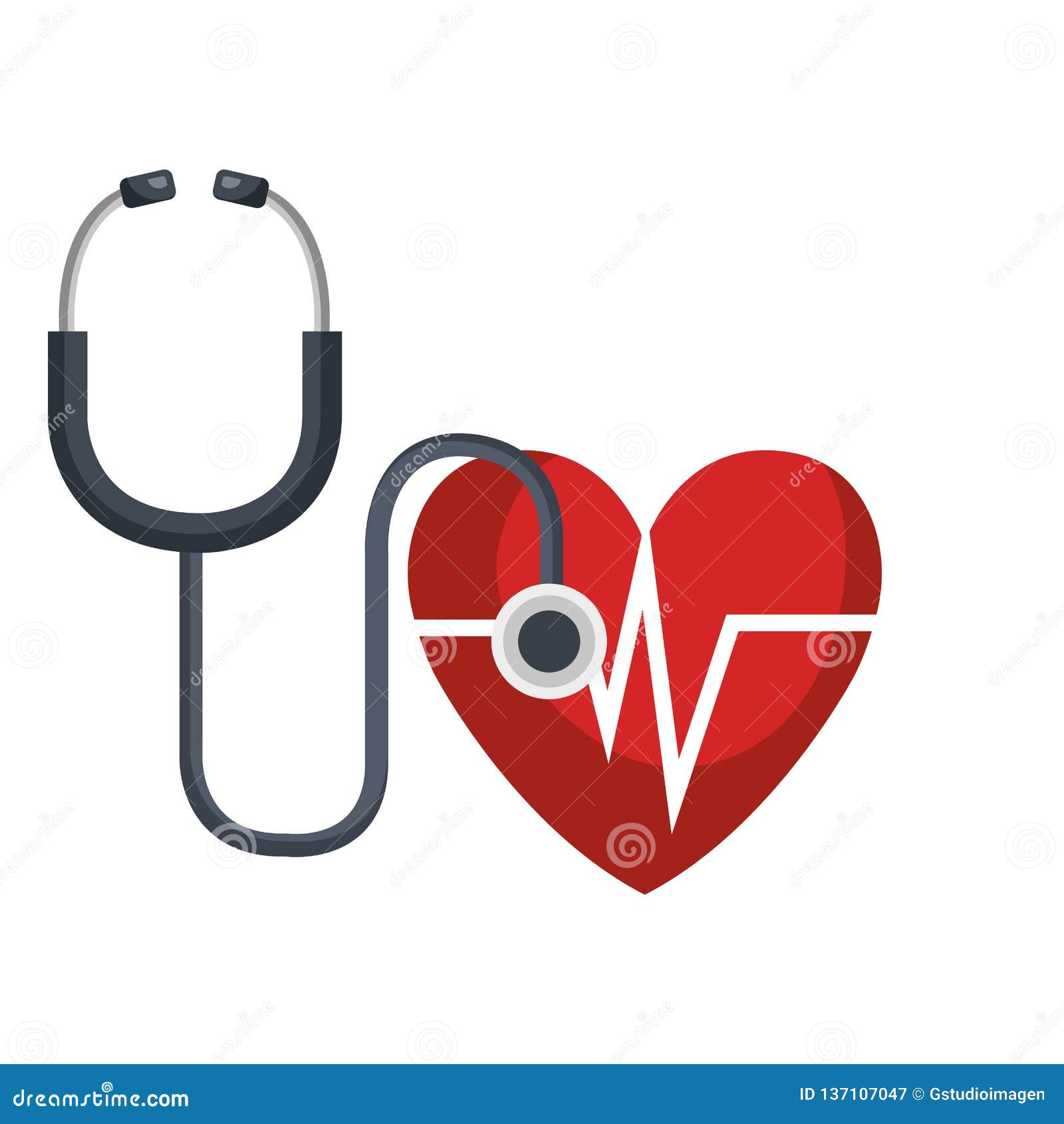 Heart Cardio with Stethoscope Stock Vector - Illustration of diagnostic ...