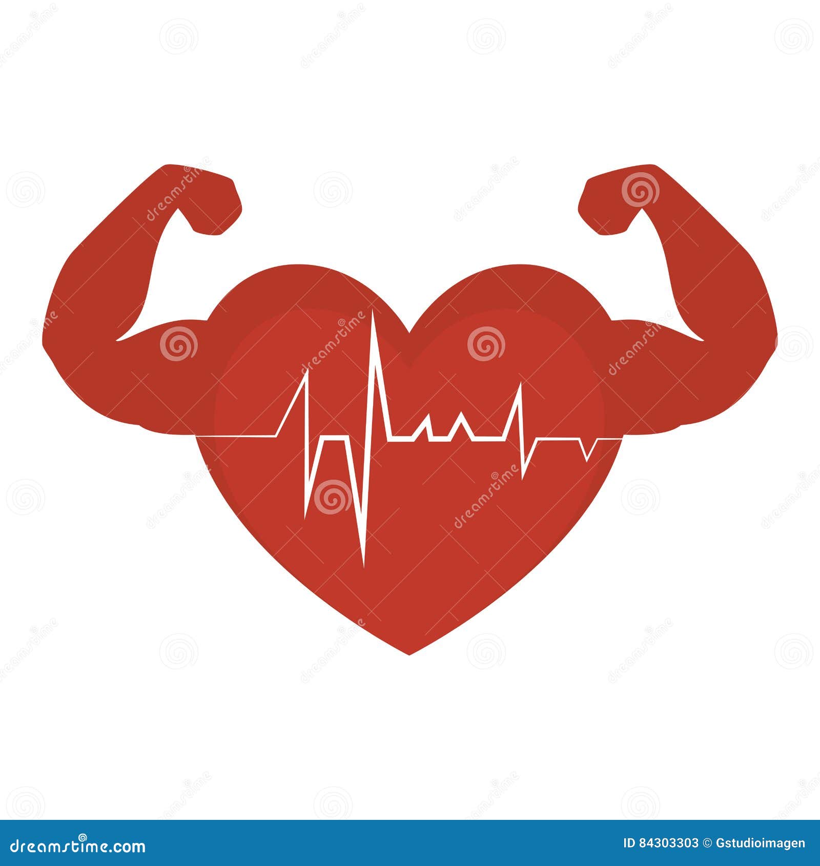 Heart Cardio With Strong Hands Stock Illustration Illustration Of