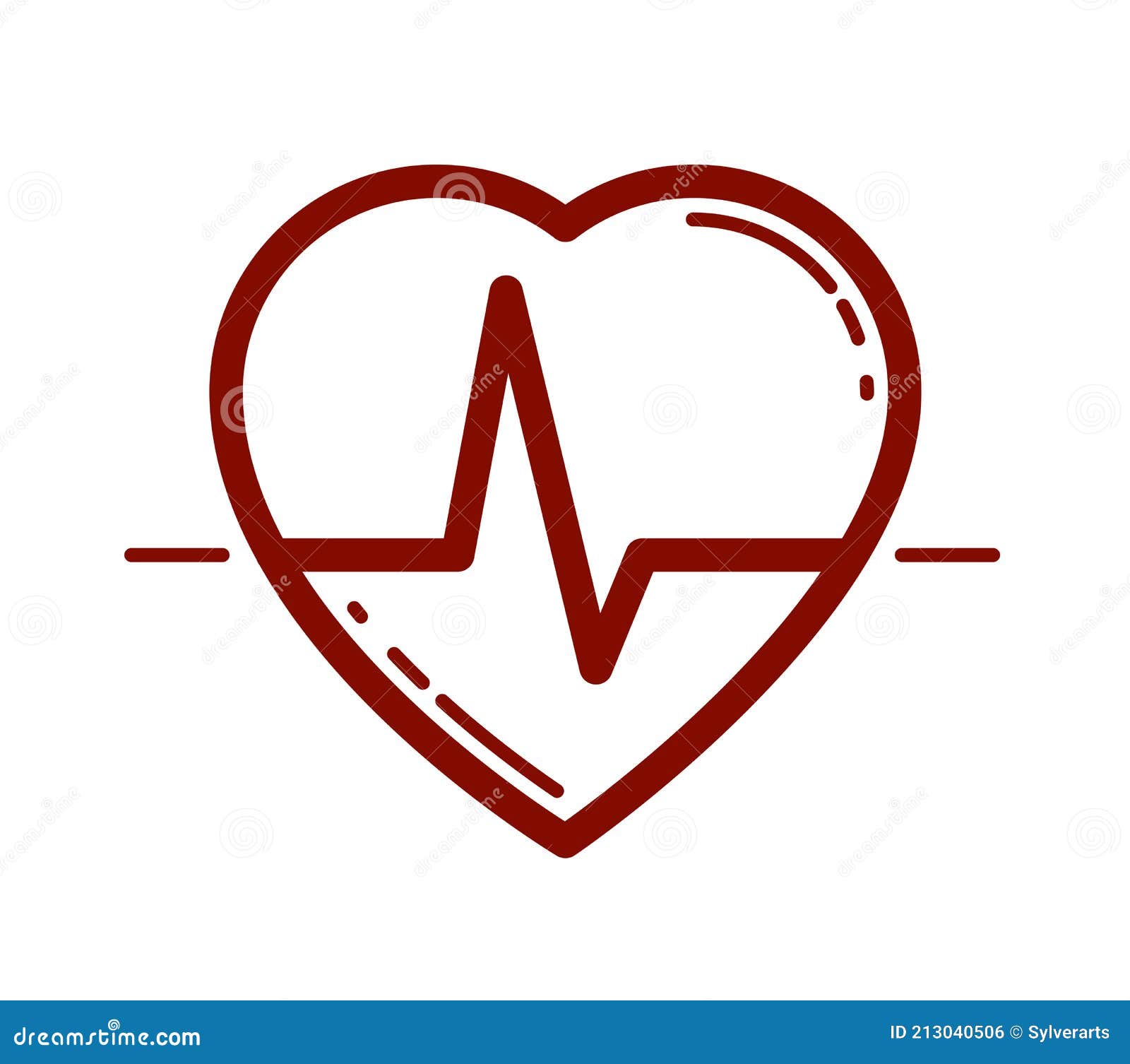 Heart With Cardiogram Healthcare And Cardiology Vector Linear Icon