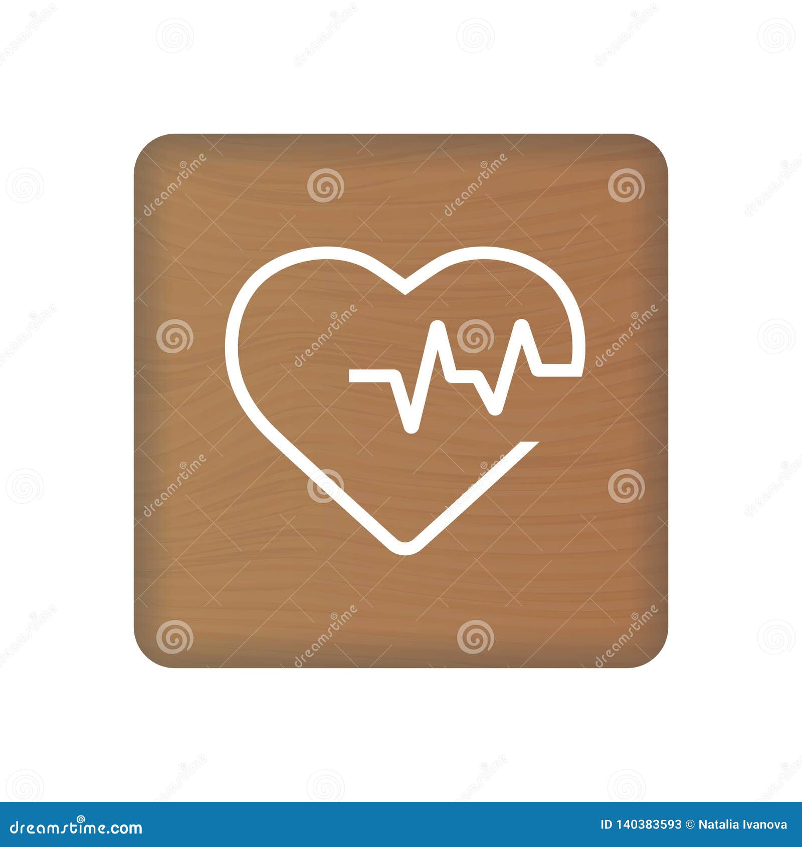 Heart Cardiogram Icon on Wooden Blocks Isolated on a White Background ... Heart Cardiogram Icon on Wooden Blocks Isolated on a White Background ...