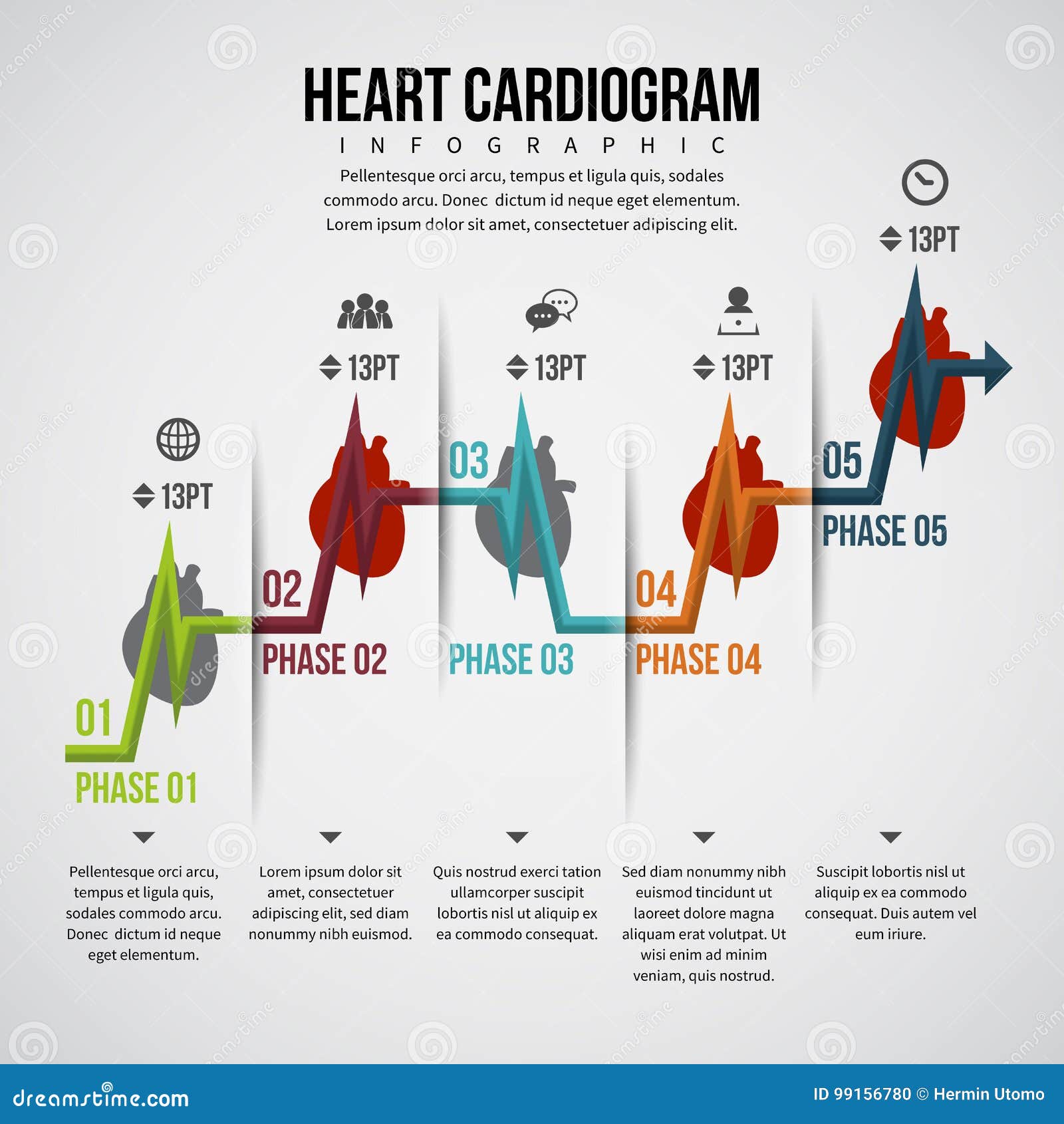 Heart Cardiogram Infographic Stock Vector - Illustration of health ...
