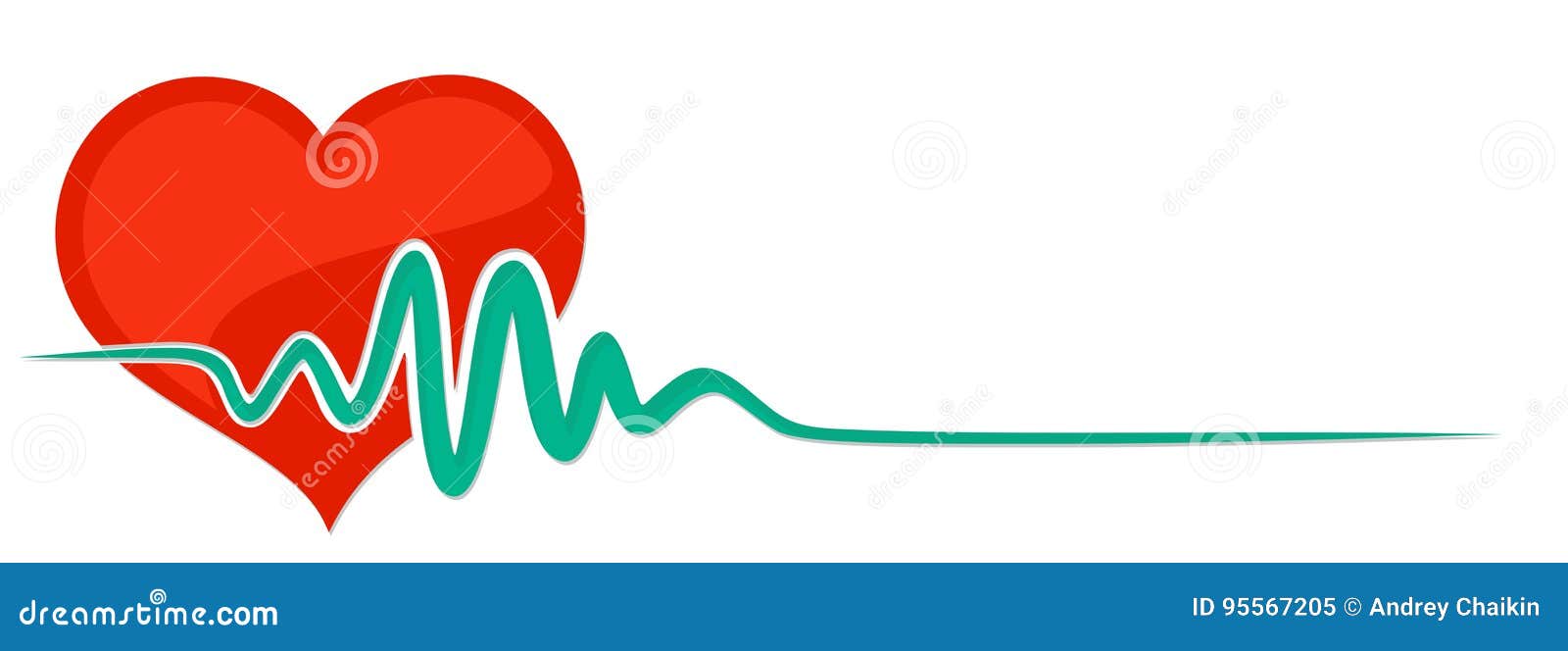Heart with cardiogram. stock vector. Illustration of symbol - 95567205