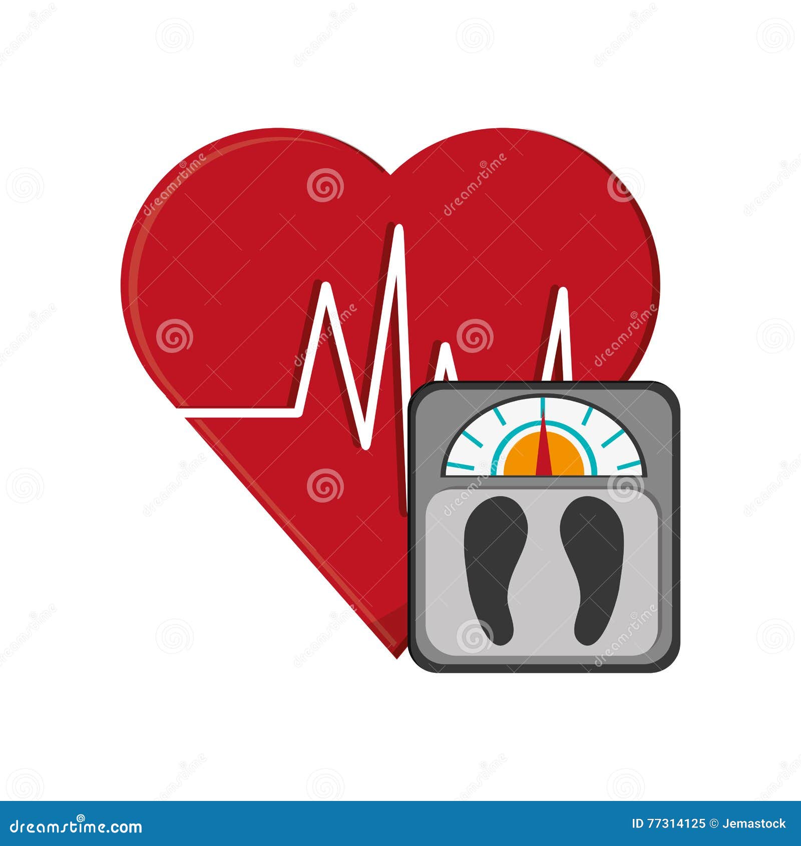 Heart Cardiogram and Weight Scale Icon Stock Vector - Illustration of ...