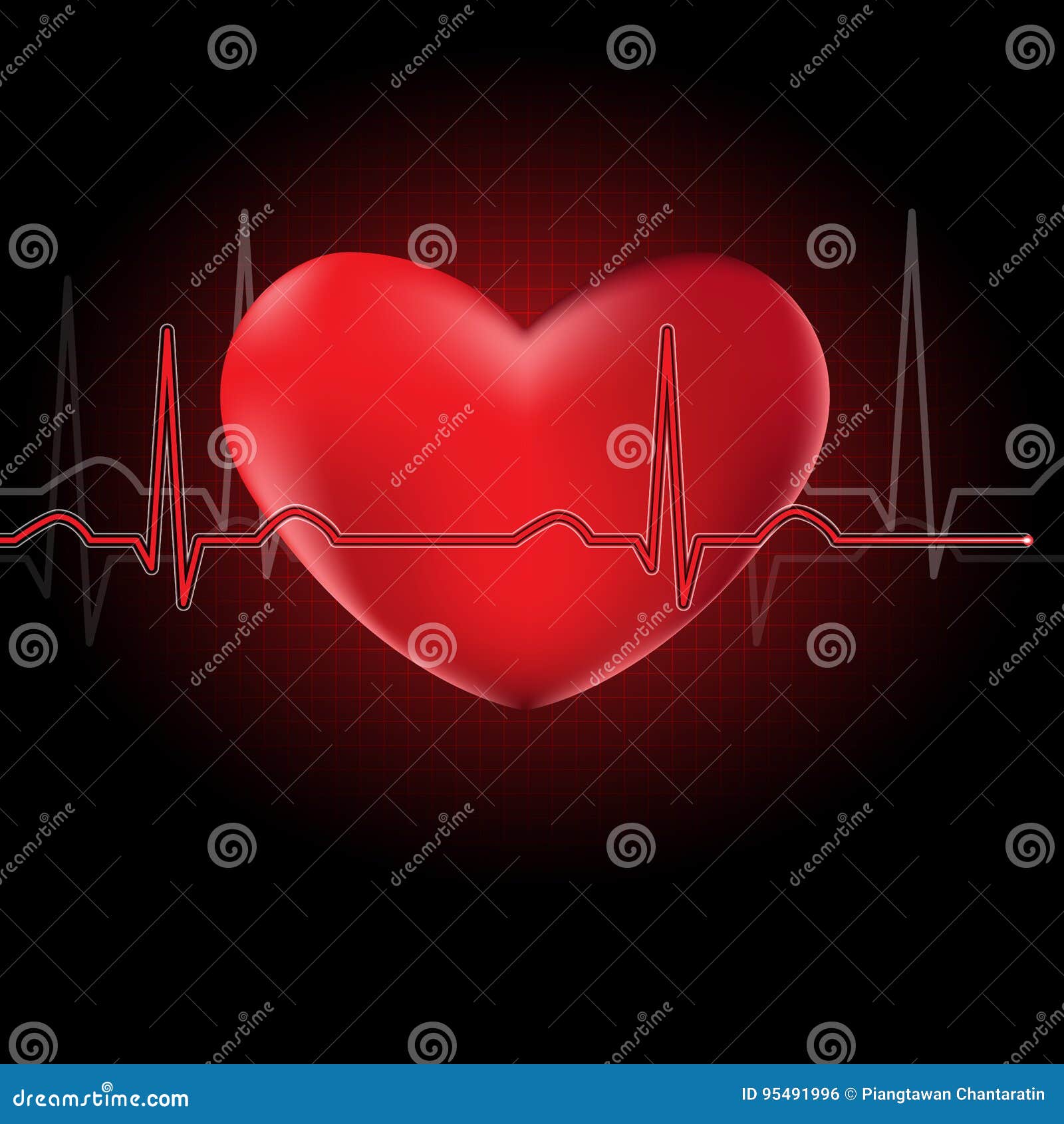 Heart and cardiograph stock vector. Illustration of obesity - 95491996