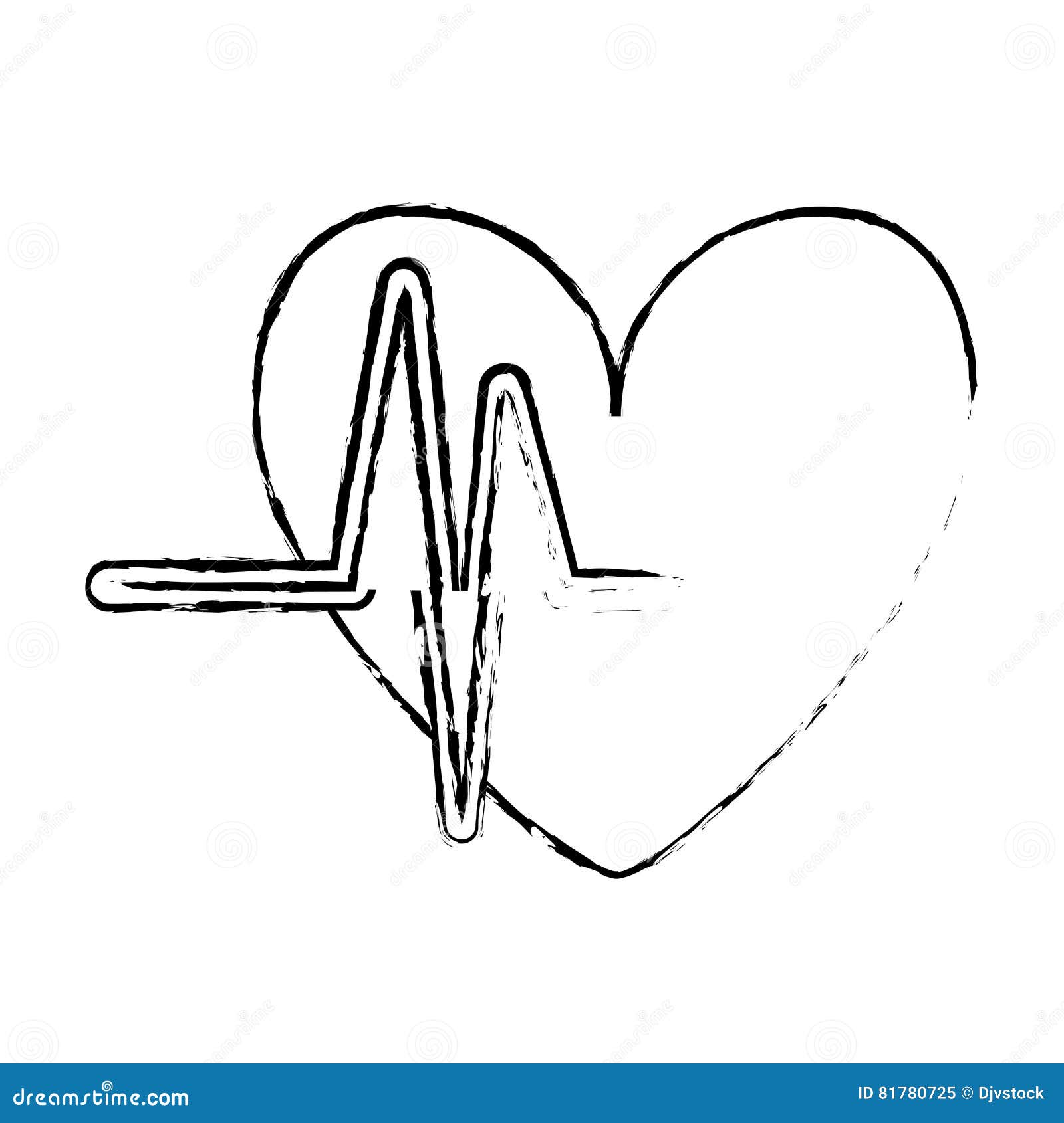 Heart Cartoon with Cardiogram Icon Image Vector Illustration Des Stock ...