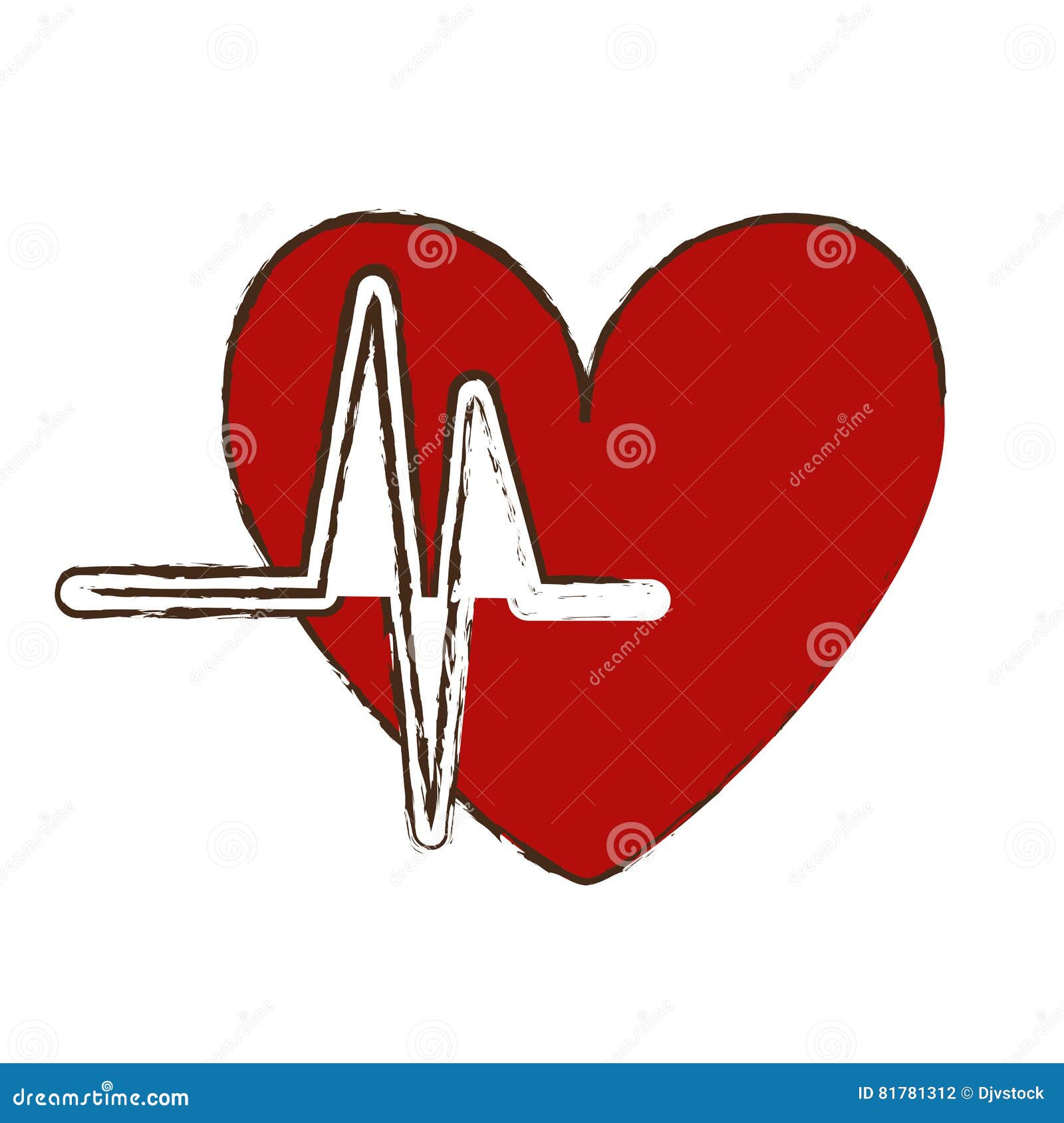 Heart Cartoon with Cardiogram Icon Image Vector Illustration Des Stock ...