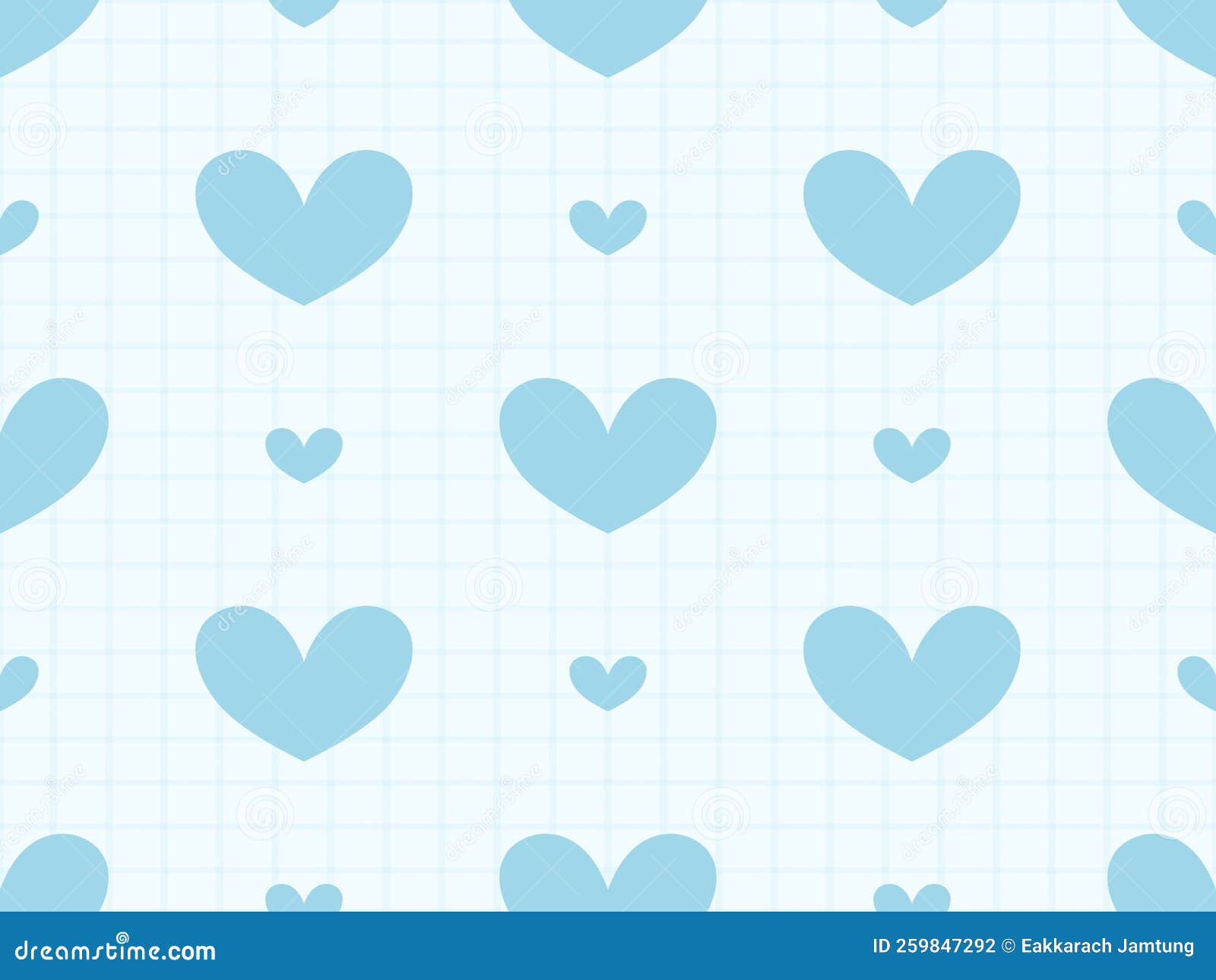 Heart Seamless Pattern on Blue Background Stock Illustration ...