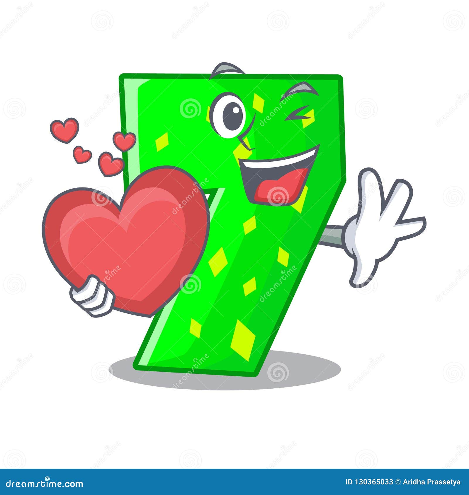 With Heart Cartoon Number Seven on Stone Wall Stock Vector ...