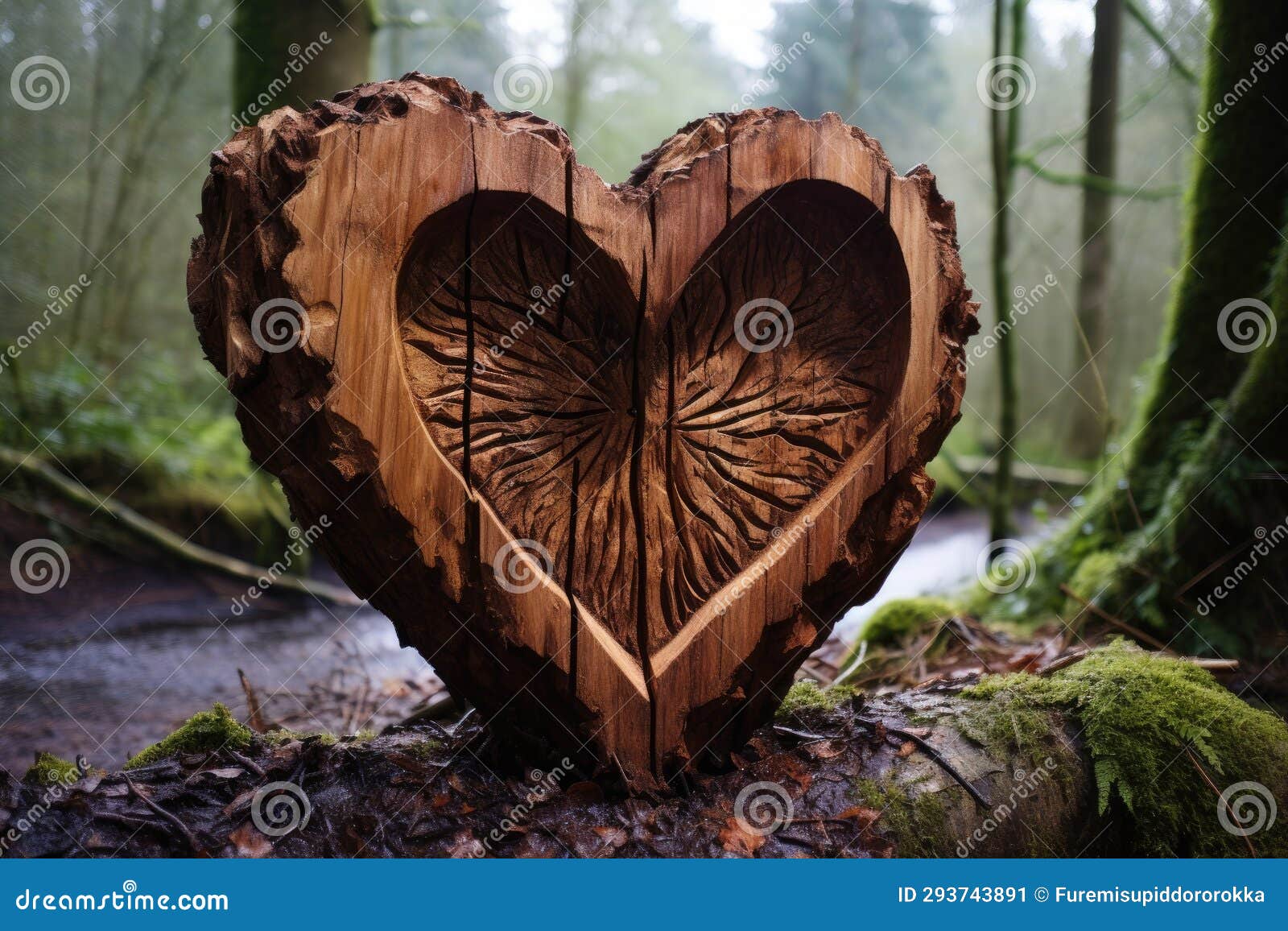 Heart Carved on a Tree Trunk Stock Illustration - Illustration of ...