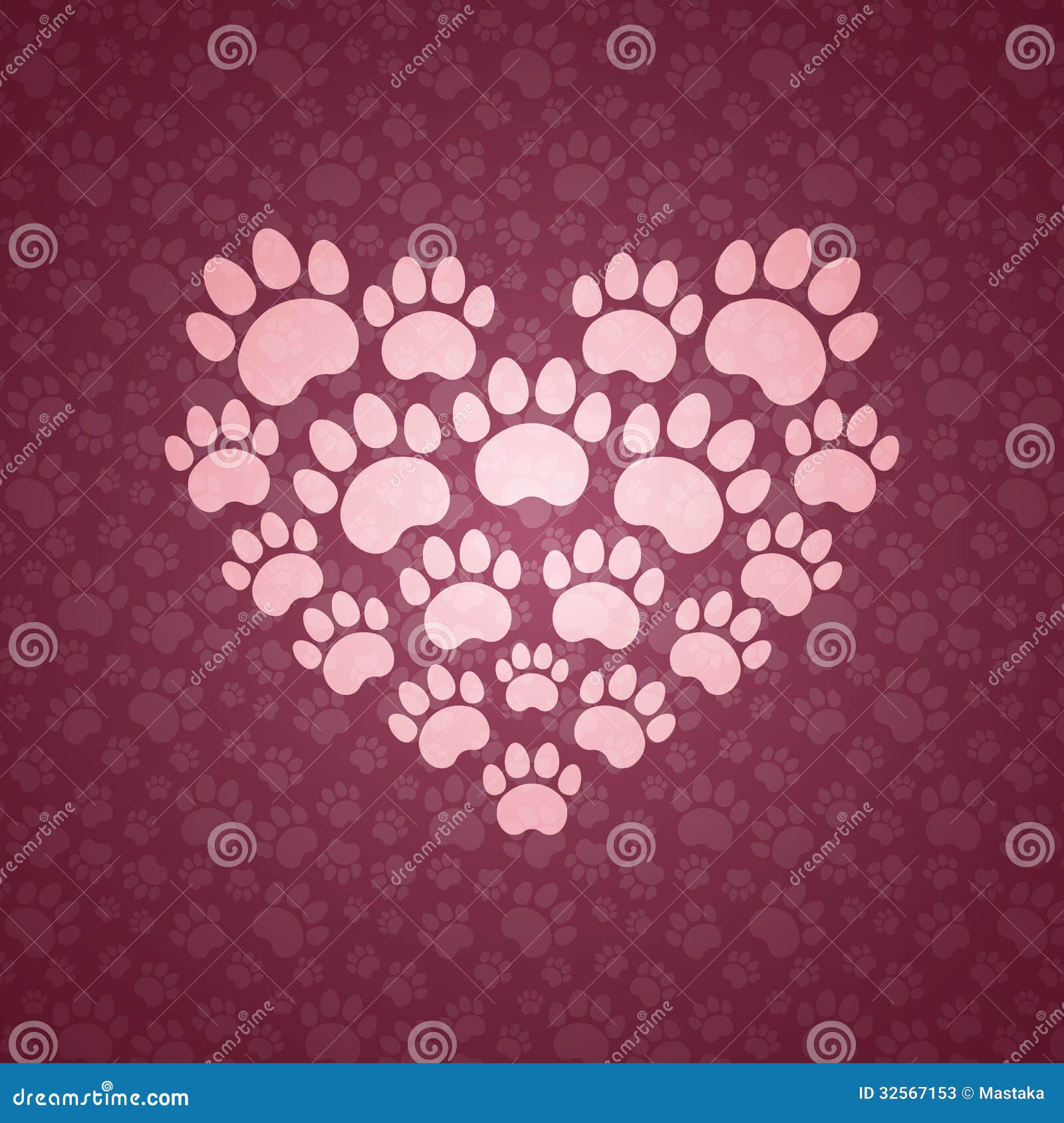 Heart of the Cat Traces. stock vector. Illustration of love - 32567153