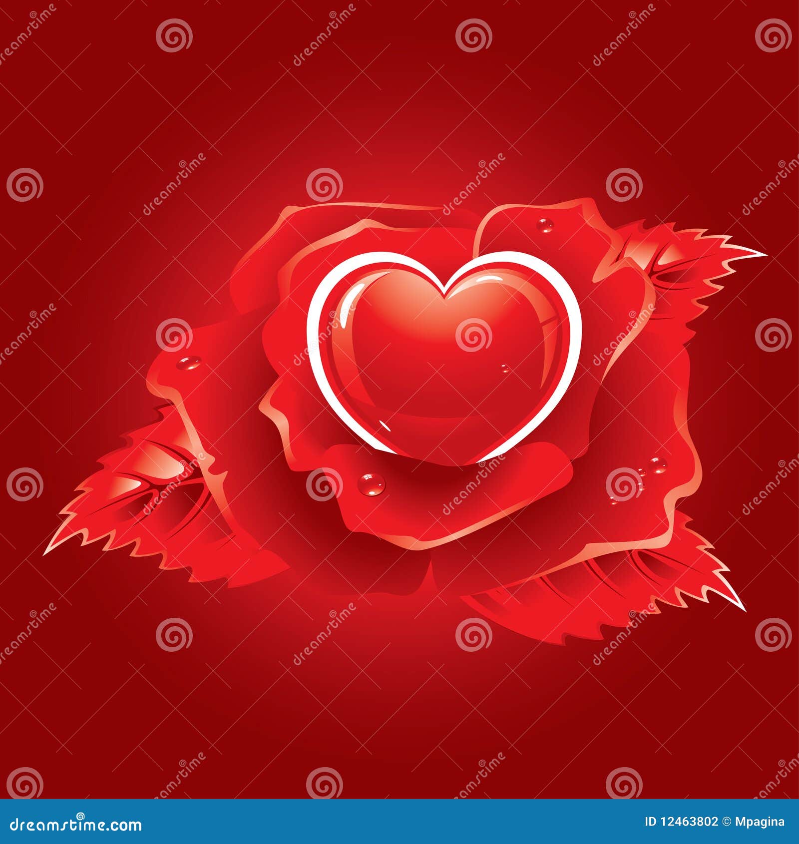 Heart in the Center of Red Roses. Stock Illustration - Illustration of ...