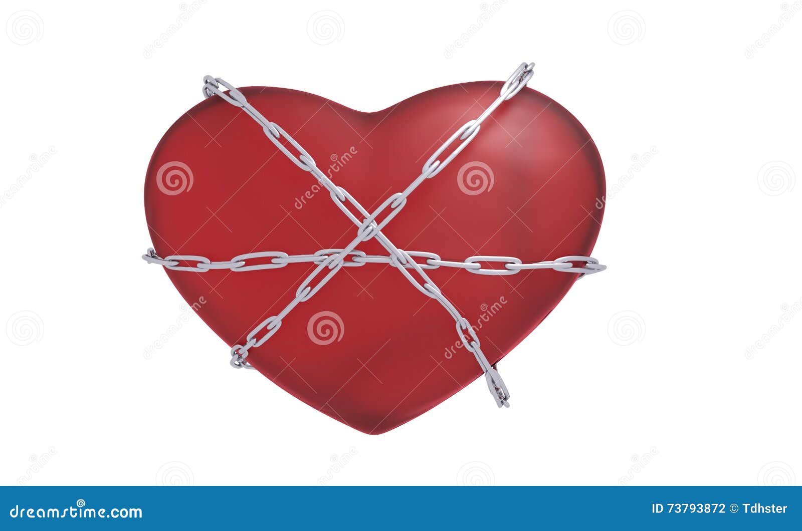 Heart with a Chain 3d Illustration Stock Illustration - Illustration of ...